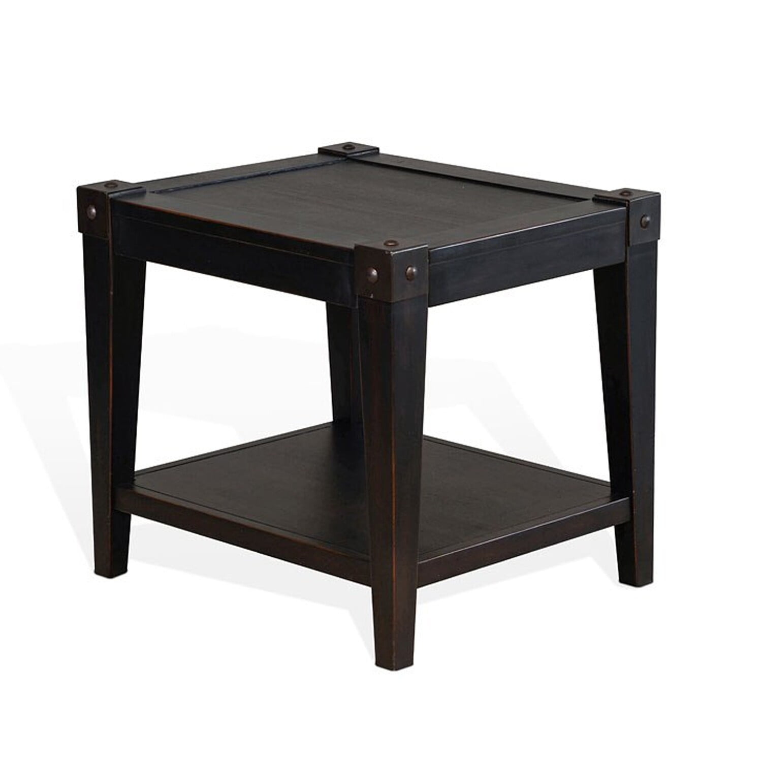 Benjara Sely Side End Table, 24 Inch Rectangular Black Wood Top w Bottom Shelf - Walmart.com
