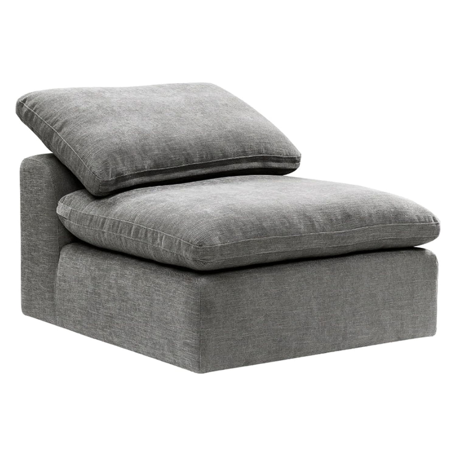 Benjara Shar 45" Modular Armless Chair with Loose Pillow Back- Fabric ...
