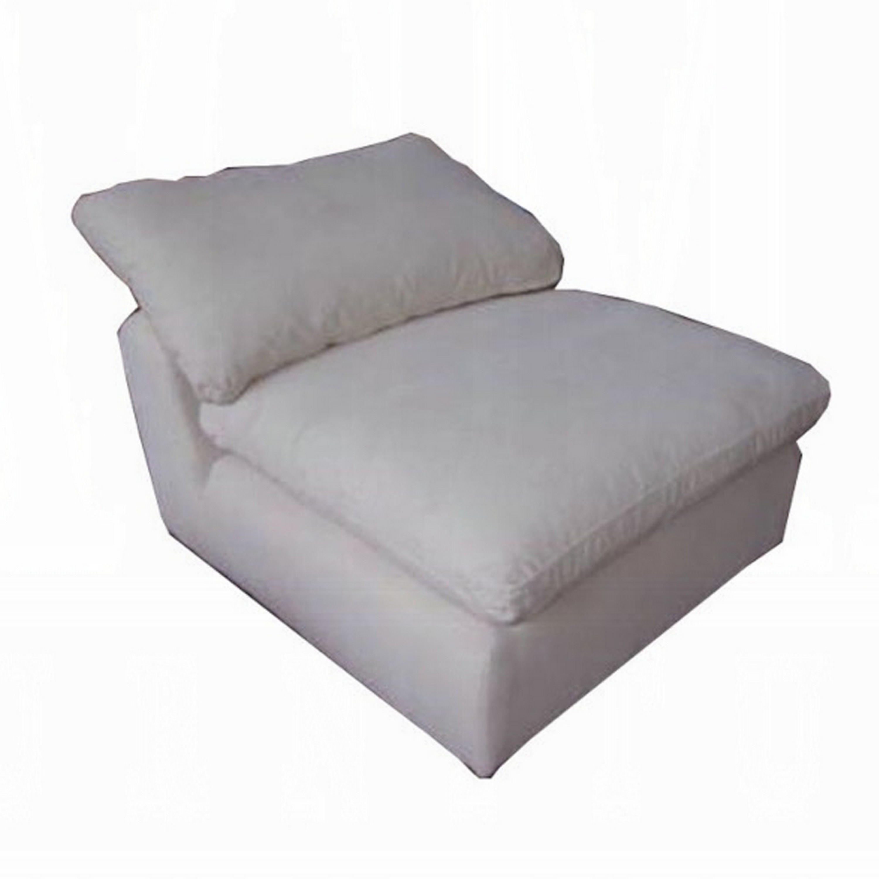 Shar Modular Armless Chair, Pillow Top Cushions, Ivory Linen Fabric ...
