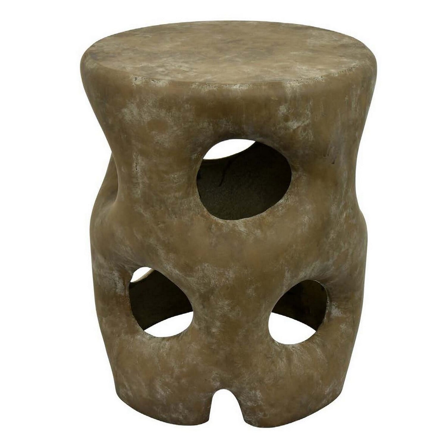 Sia 19 Inch Plant Stand Garden Stool Table, Round, Brown Resin ...