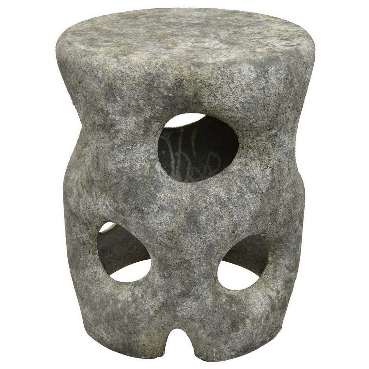 Sia 19 Inch Plant Stand Garden Stool Table, Round, Holes, Gray Resin ...