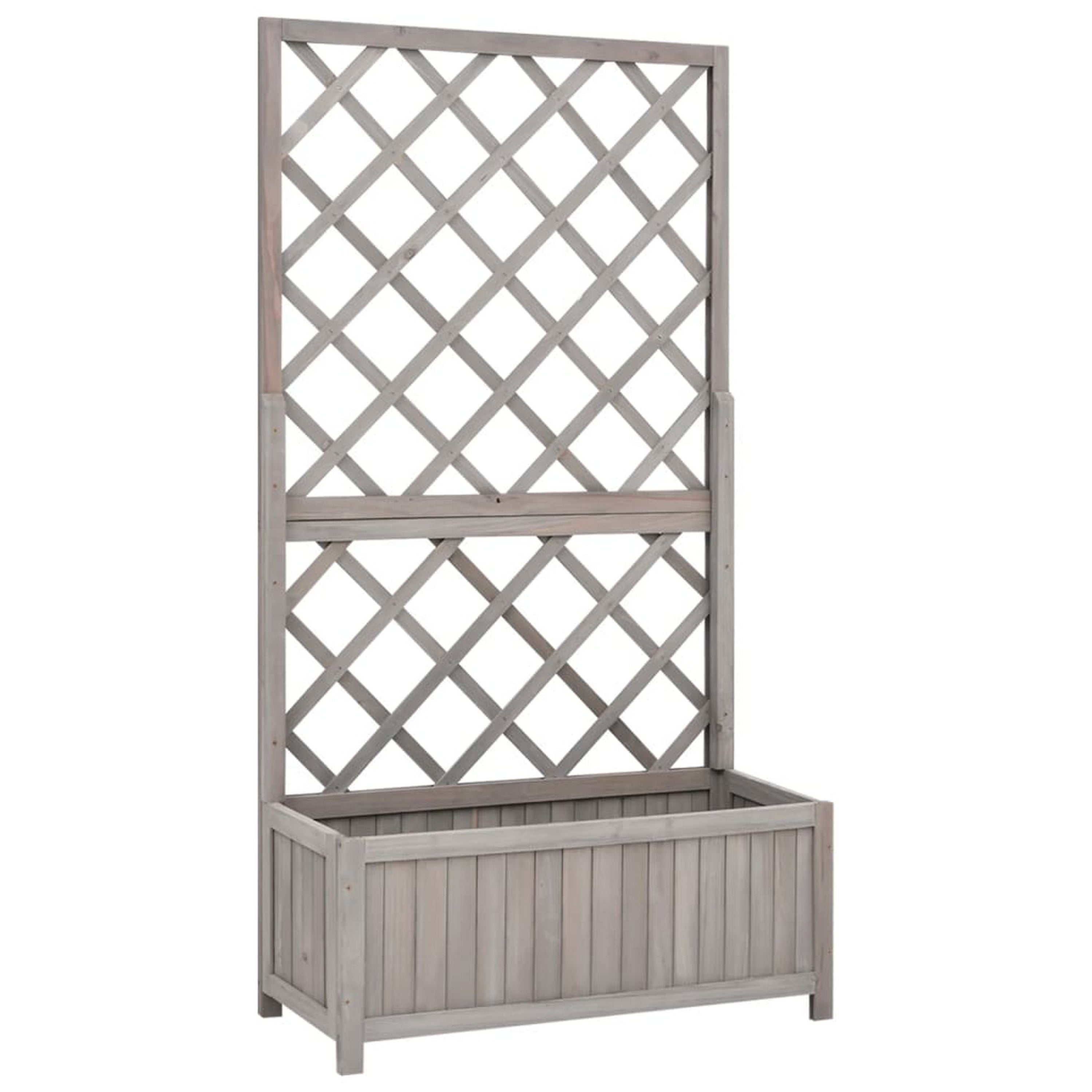 Simi Outdoor Garden Planter, Built In Trellis, 53 Inch Gray Solid Wood ...