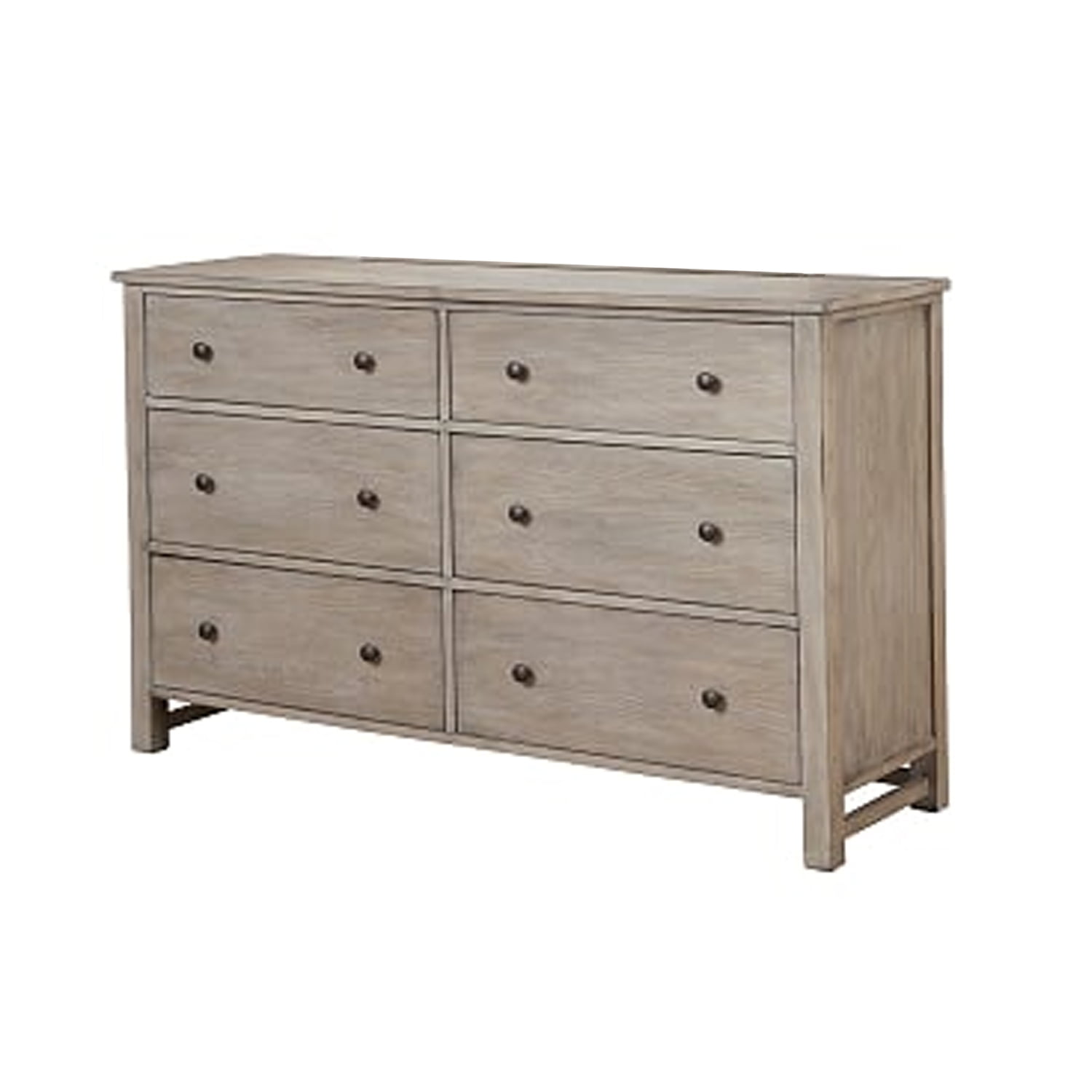 Benjara Six Drawer Transitional Style Dresser with Grain Details, Gray ...
