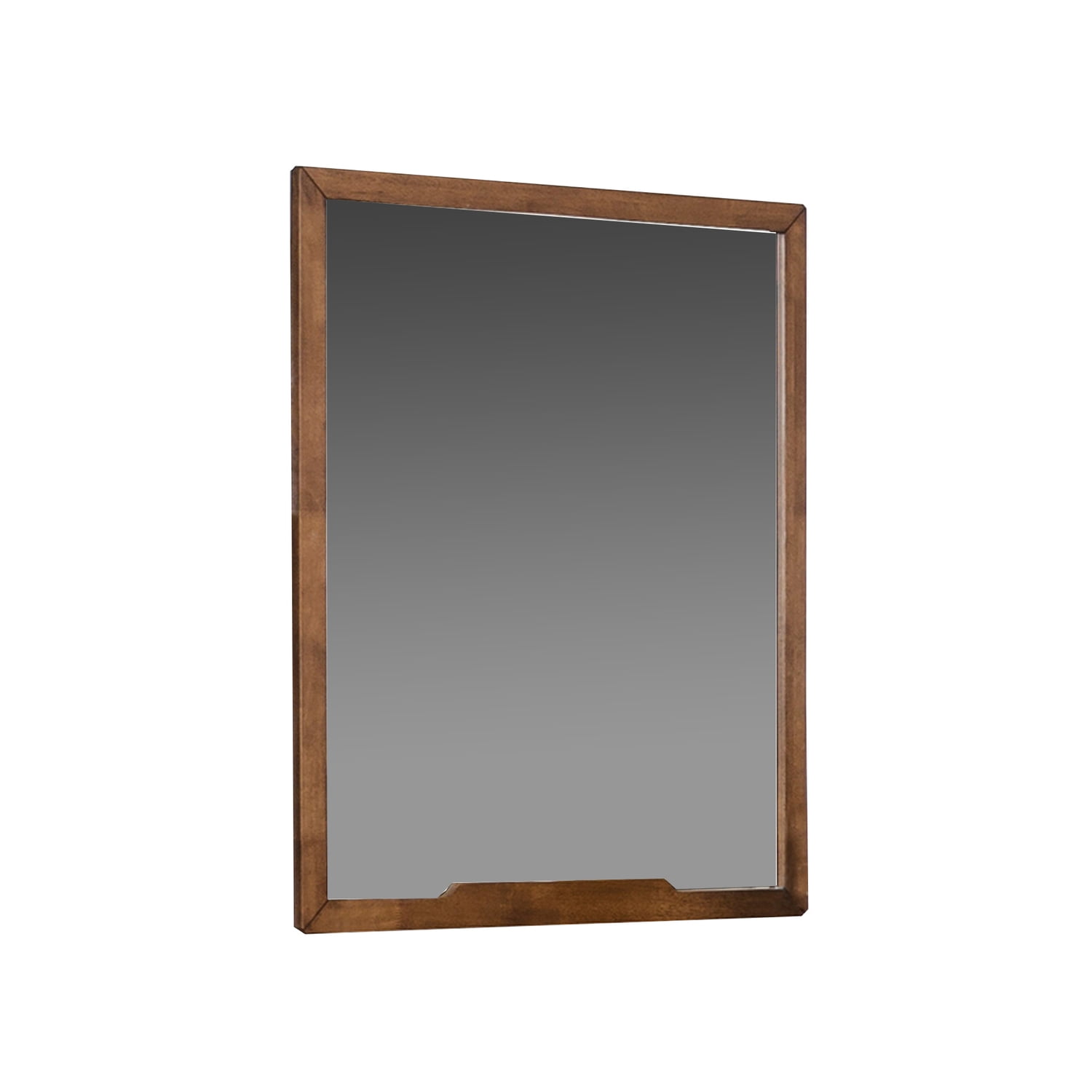 Benjara Sleek Wooden Frame Wall Mirror with Mounting Hardware, Walnut ...