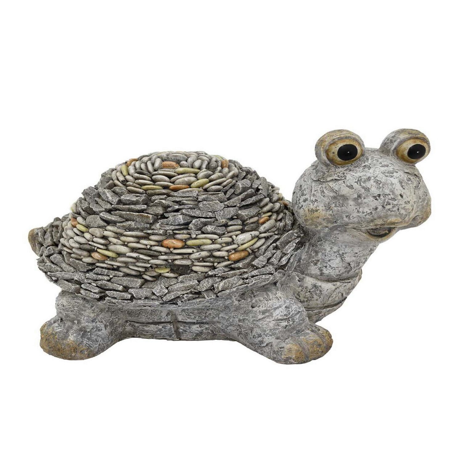Benjara Soma 14 Inch Garden Pebble Turtle, Resin Animal Figurine Decor ...