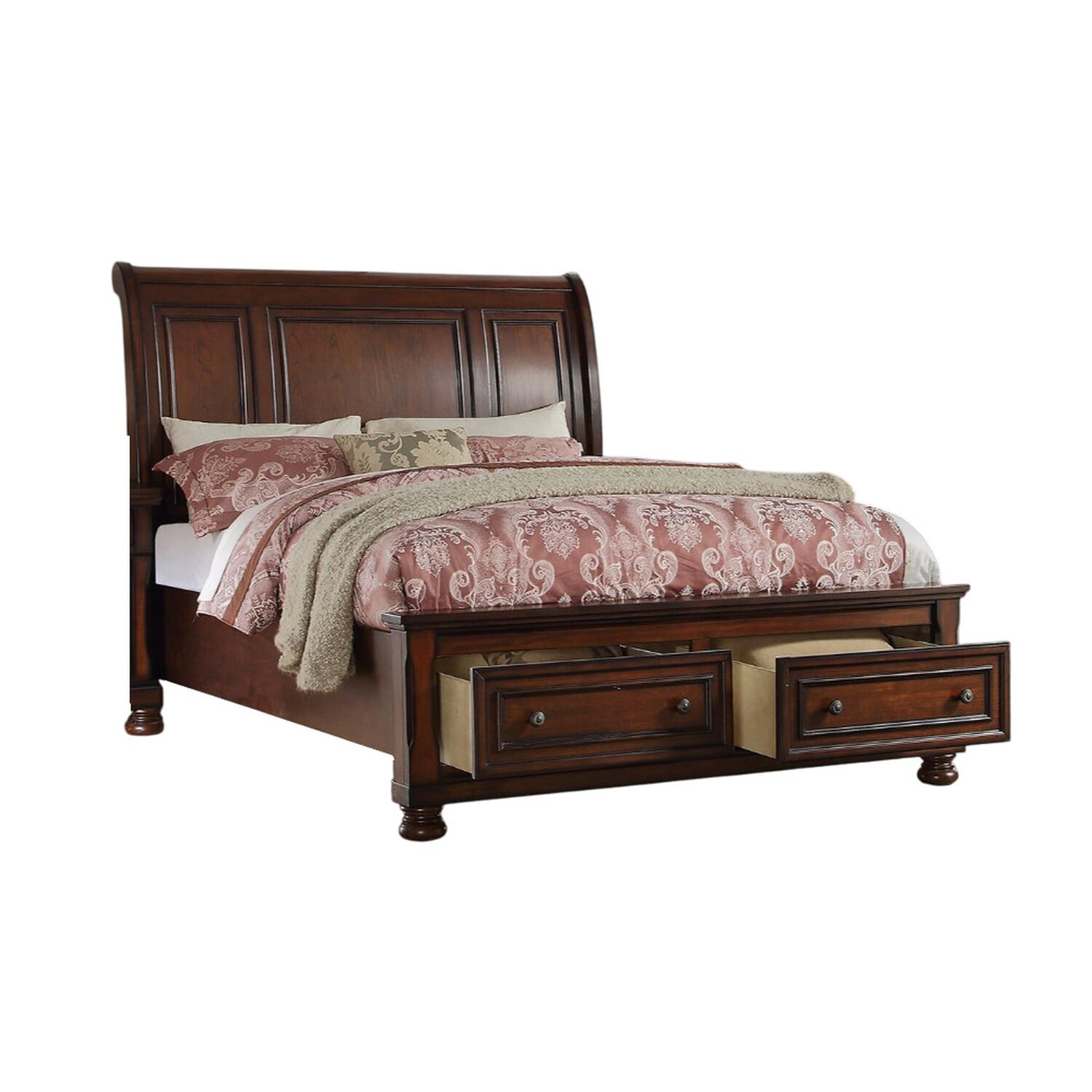 Benjara 74" Transitional Wood Splendid California King Bed in Antique ...