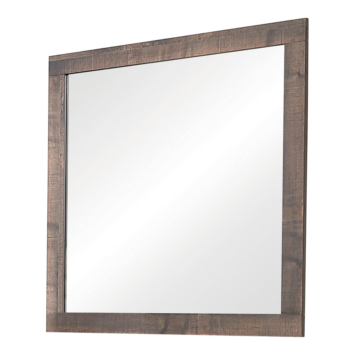 Mirror with Rectangular Wooden Frame and Weathered Look, Brown ...