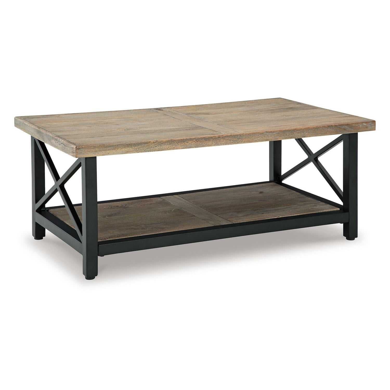 Sten Coffee Table, Rectangular Brown Mango Wood, 46 Inch Black Metal ...