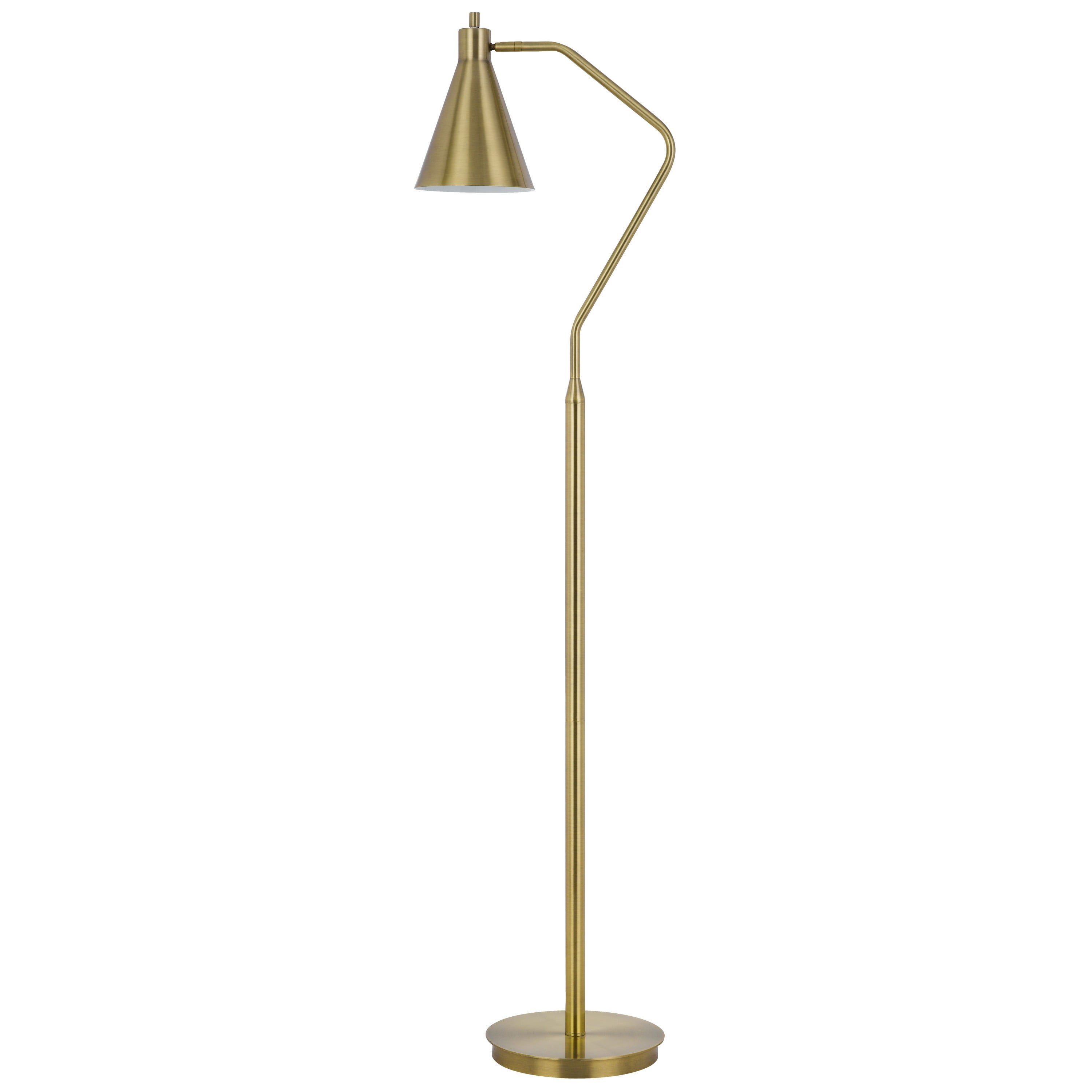 Sty 63 Inch Task Floor Lamp, Swivel Brass Shade Angled Metal Pole ...