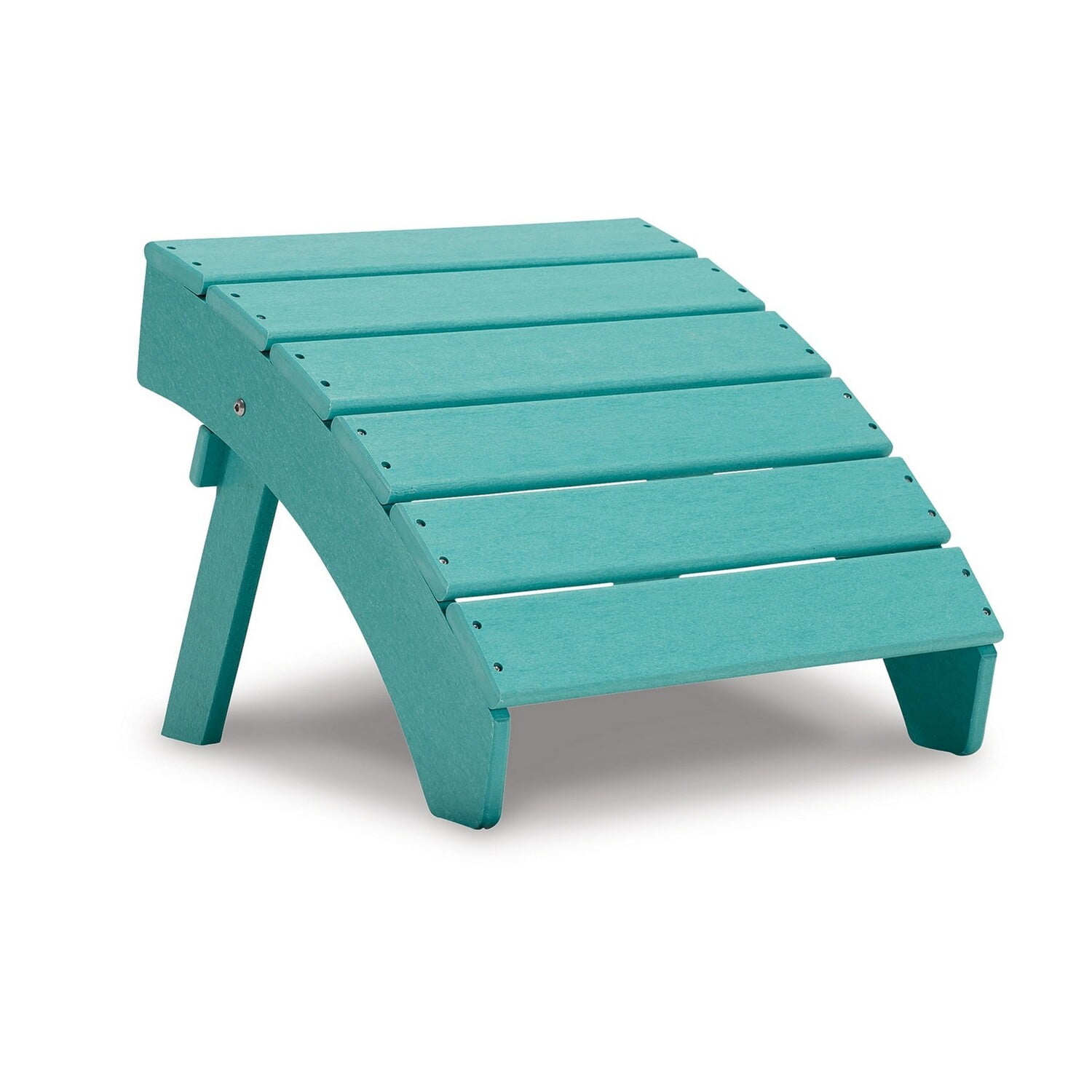 Benjara Suen 20 Inch Ottoman Footrest, Outdoor Turquoise Sloped Slatted ...