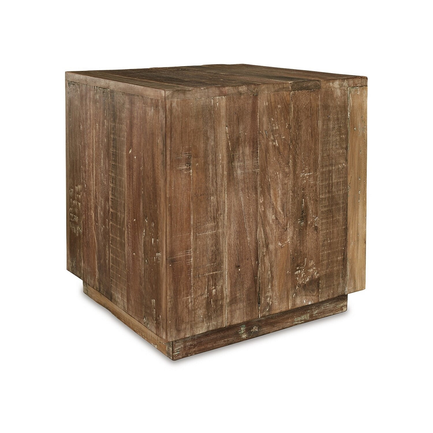 Benjara Taq 21 Inch Accent Table, Inset Platform, Rustic Brown ...