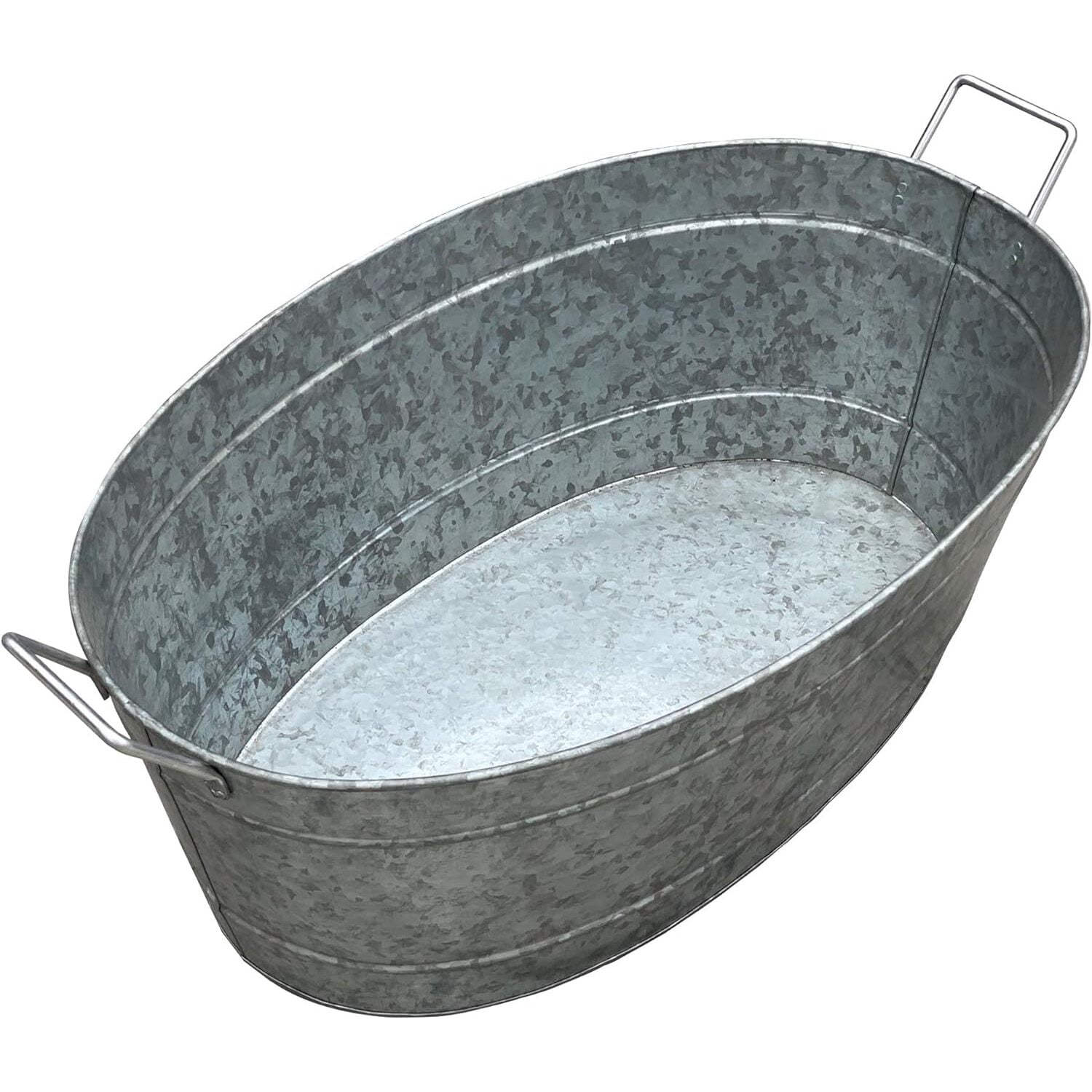 Thea Embossed Design Metal Oblong Beverage Drink Tub, Galvanized Steel ...