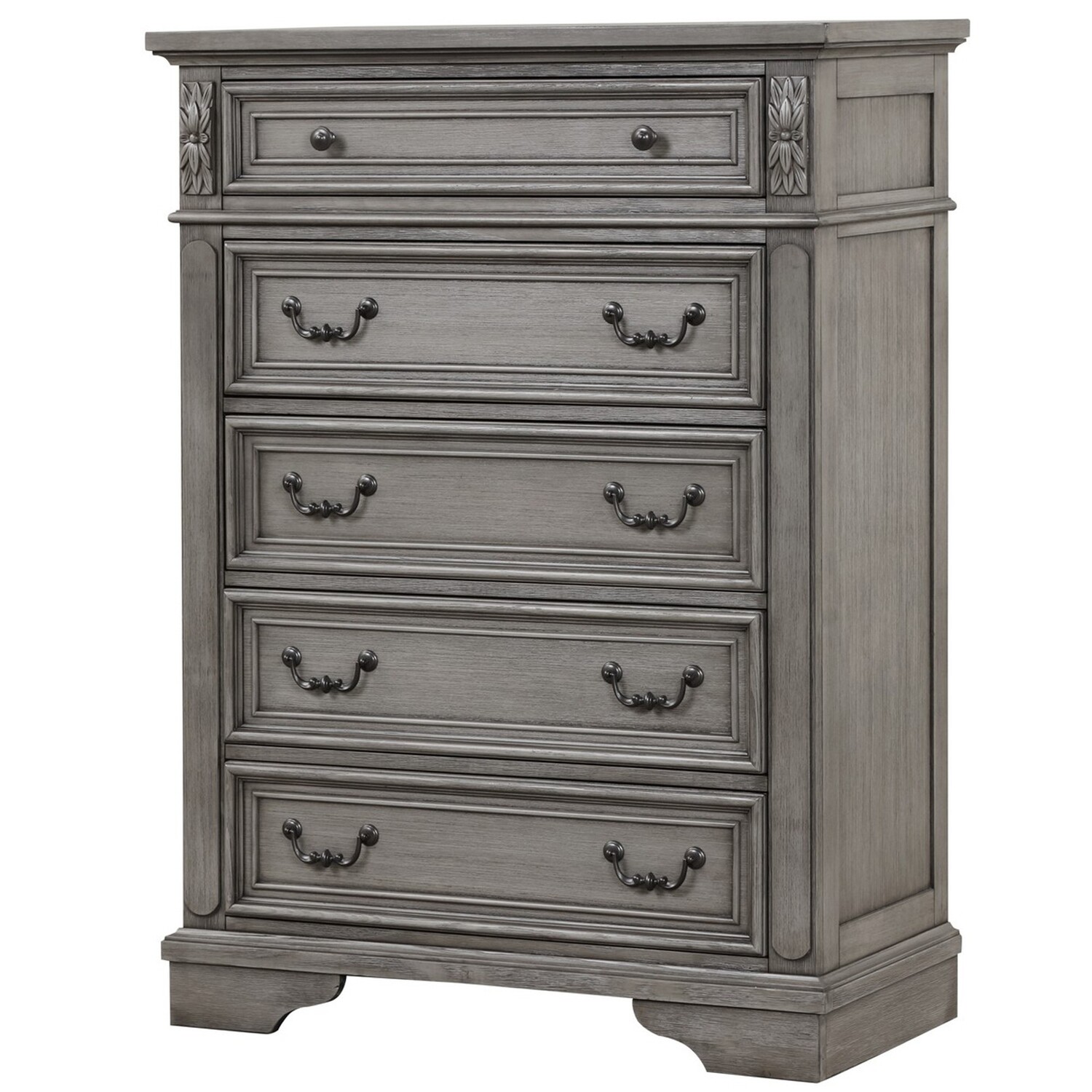 Tofu 52 Inch Tall 5 Drawer Dresser Chest, Frame Molded, Wire Brushed ...