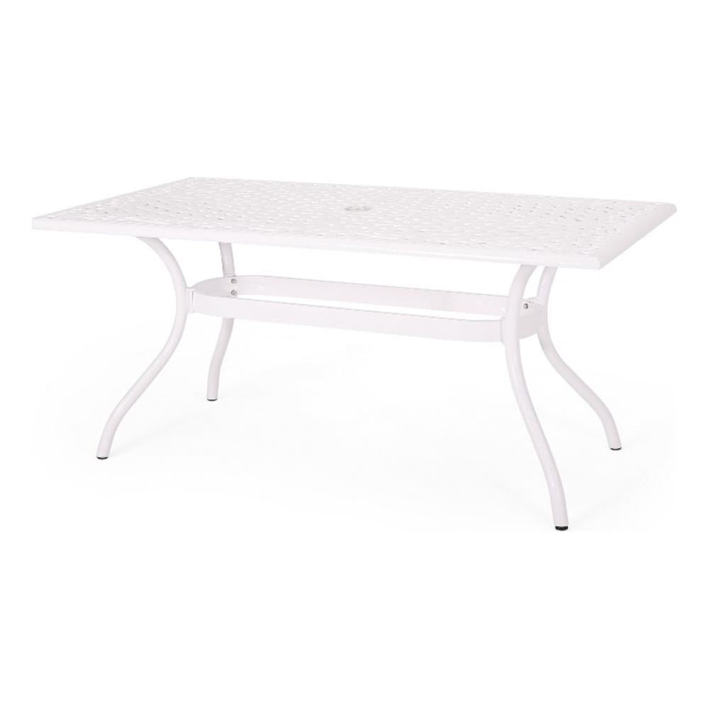 Toni Table- 67 Inch Rectangular Lattice Top- Saber Legs- White ...