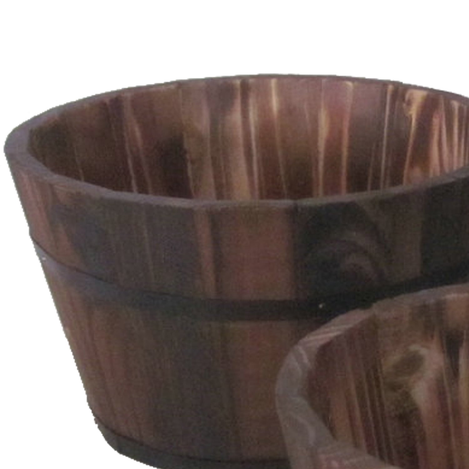Benjara Traditional Round Shape Wooden Planters with Narrow Bottom, Set ...