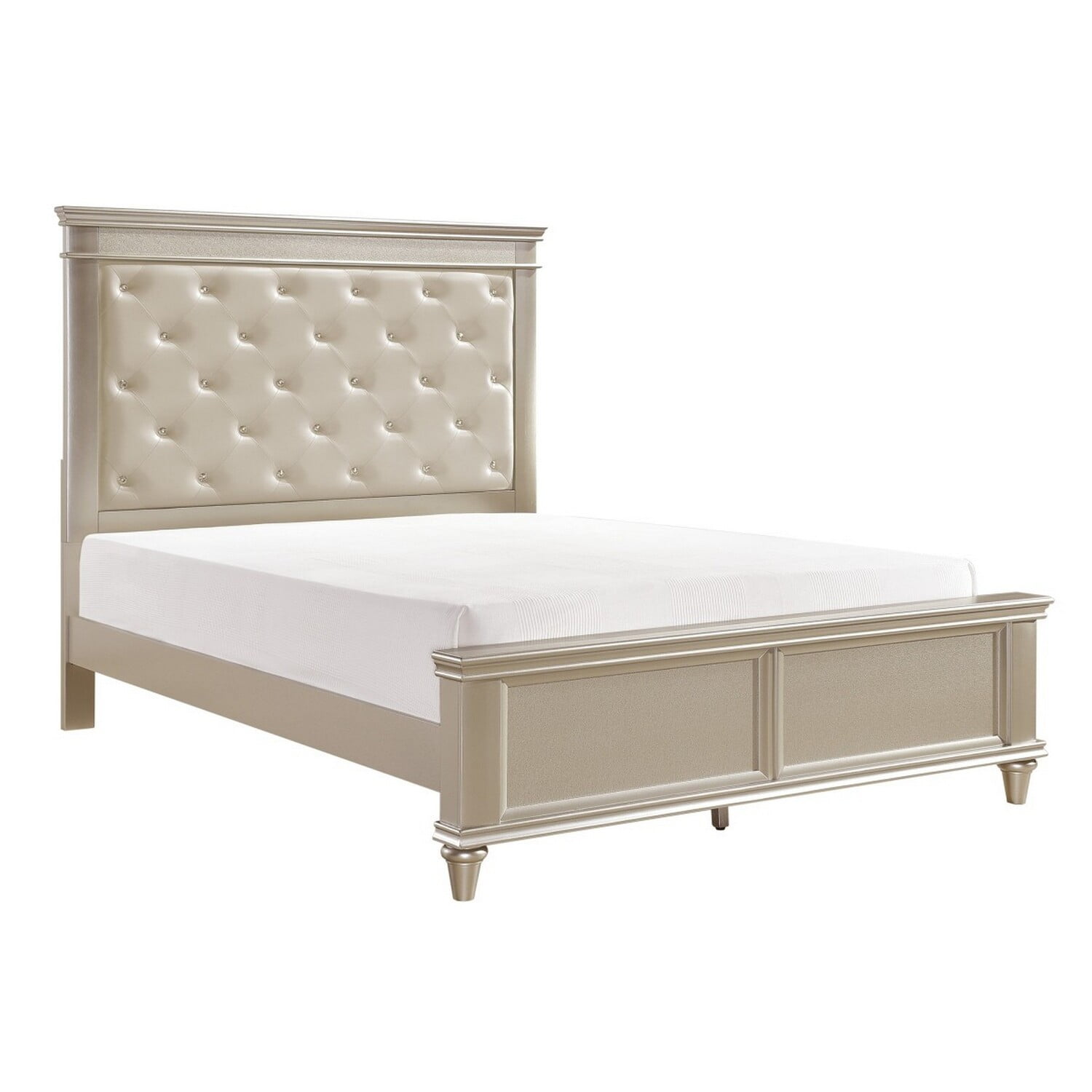 Benjara Transitional Queen Size Bed, Tufted Vegan Faux Leather ... Benjara Transitional Queen Size Bed, Tufted Vegan Faux Leather ...