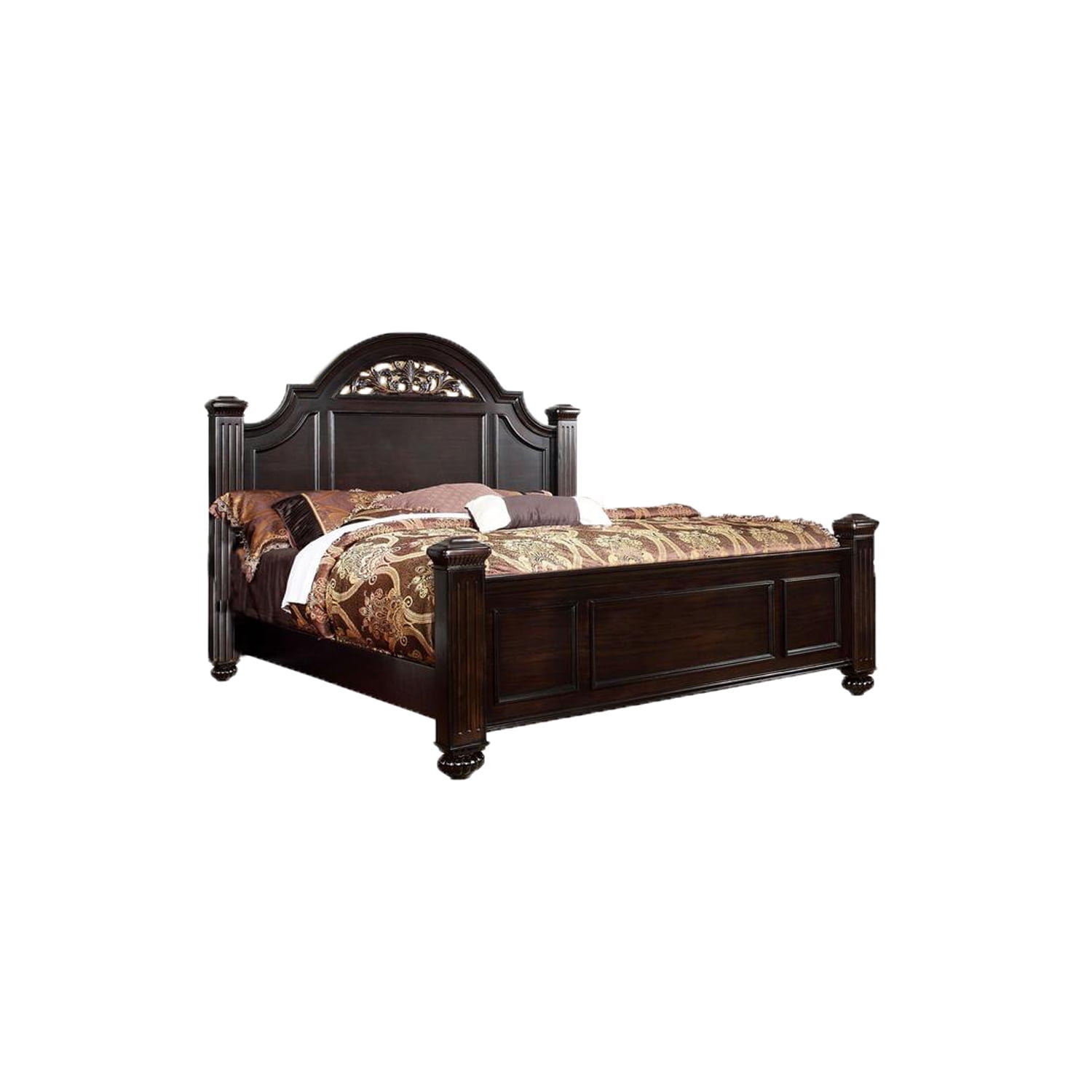 Benjara Transitional Style California King Wooden Bed with Bun Feet ...