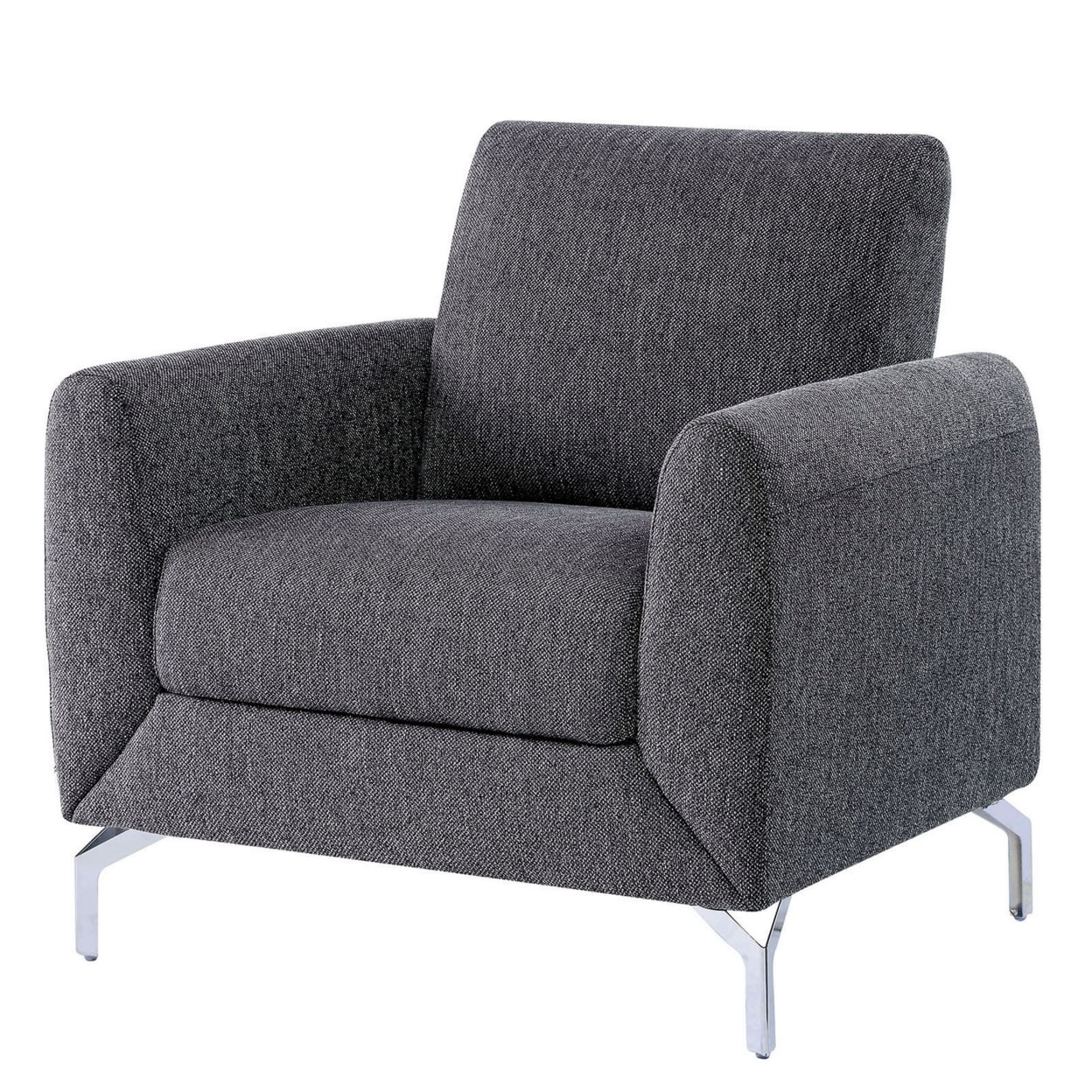 Benjara Transitional Style Chair with Block Cushion Seat, Gray ...