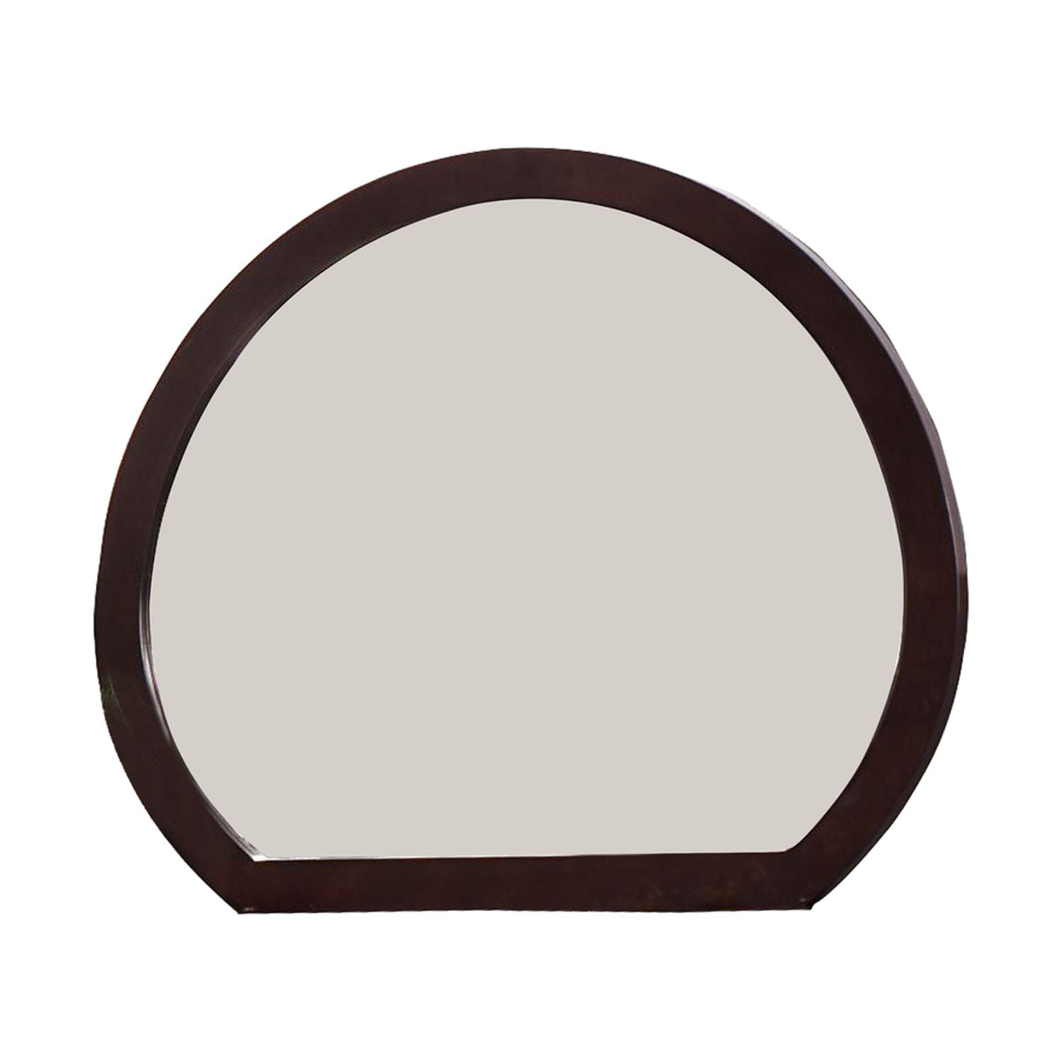 Benjara Transitional Style Curved Wooden Encased Beveled Mirror, Brown ...