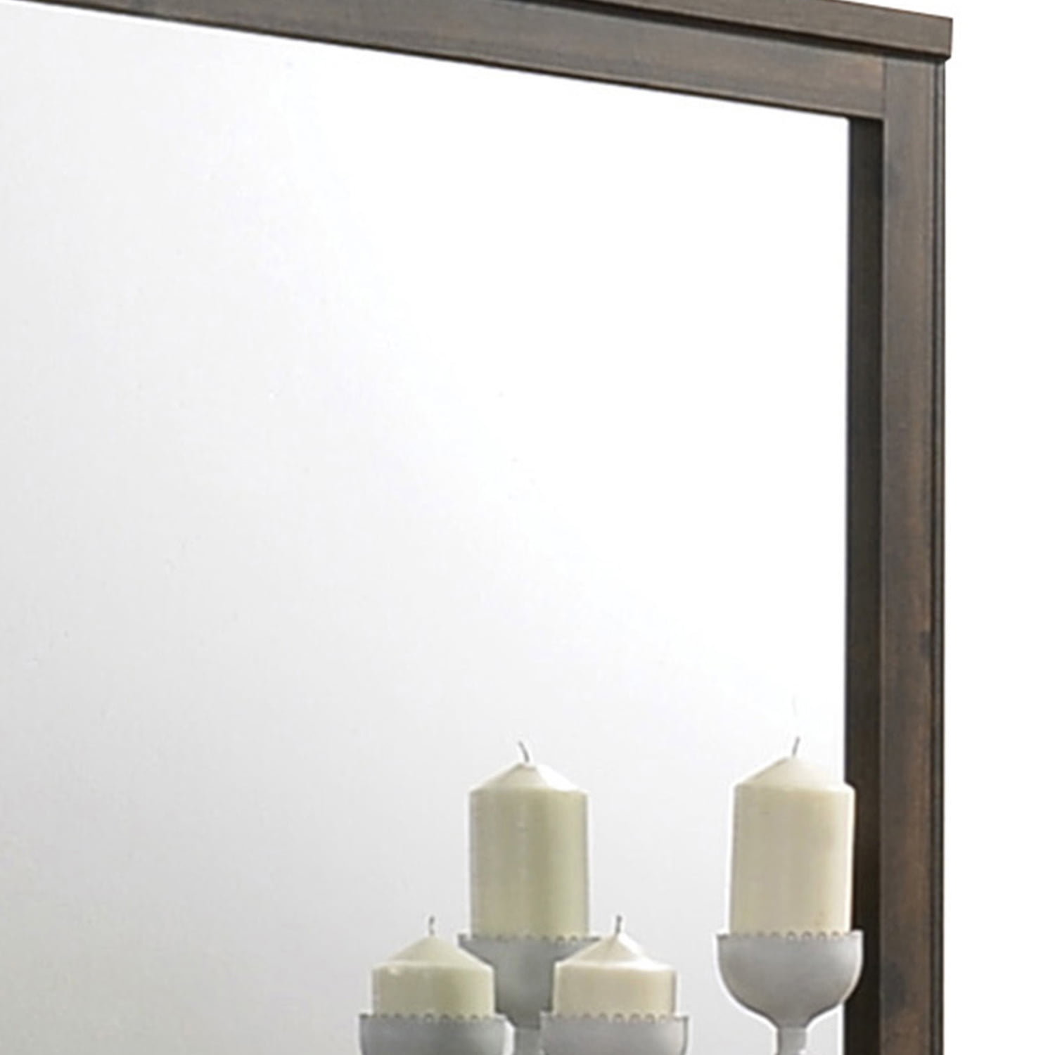 Benjara Transitional Style Wooden Decorative Mirror with Grooved Panels ...