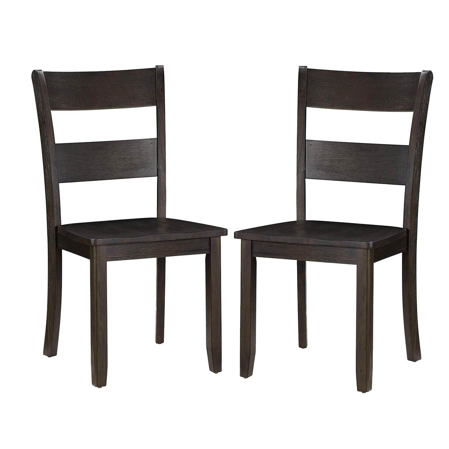 Transitional Wooden Side Chair with Ladder Backrest, Set of 2, Dark ...