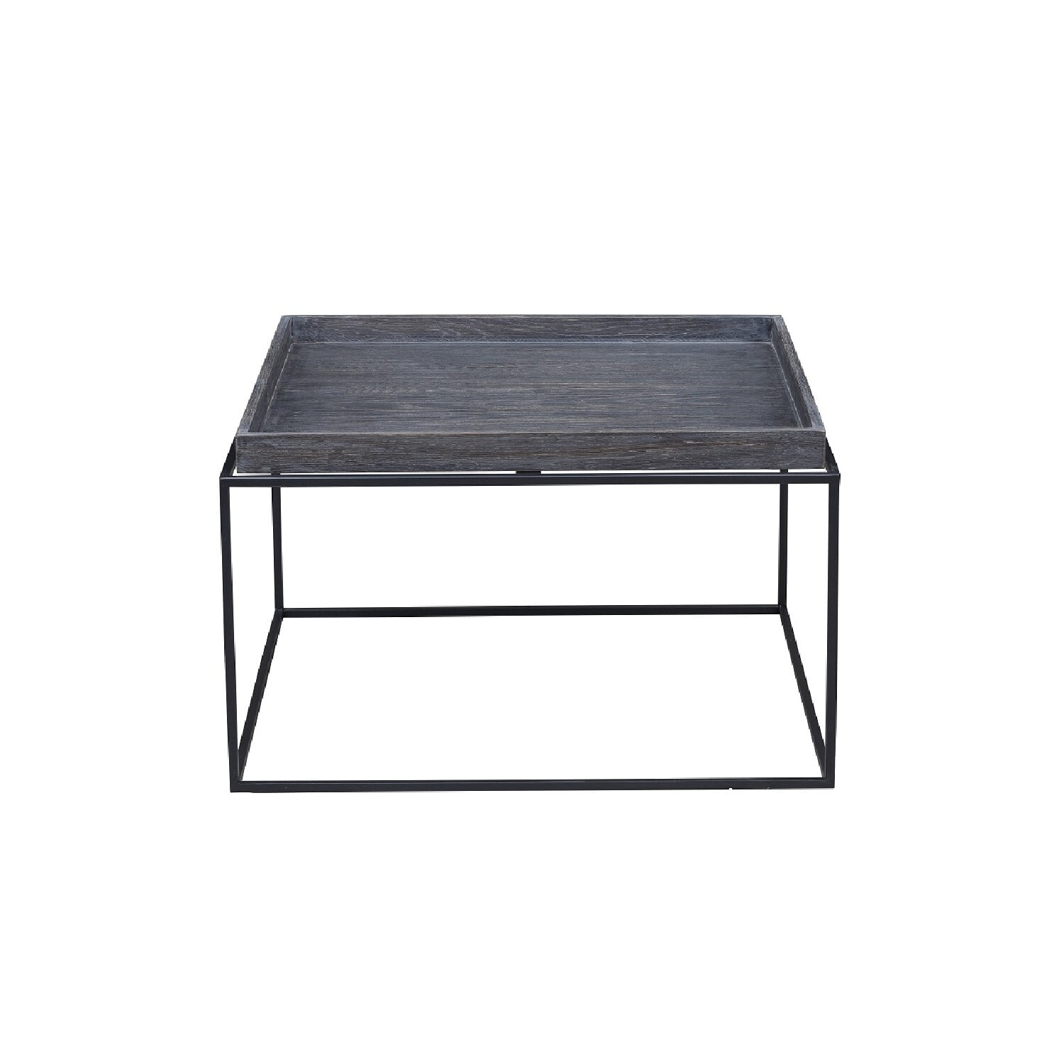 Benjara Tray Top Wooden Coffee Table with Tubular Legs, Gray and Black ...