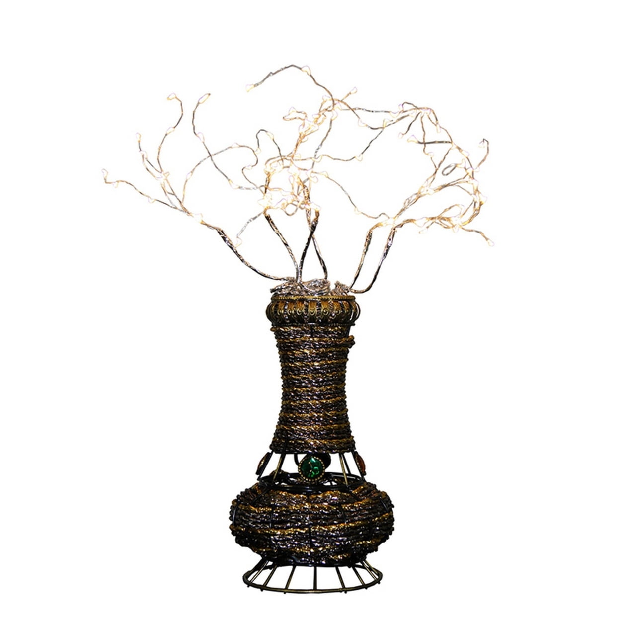 Benjara Tree Table Lamp with Aluminum Wire and Multiple LED, White ...