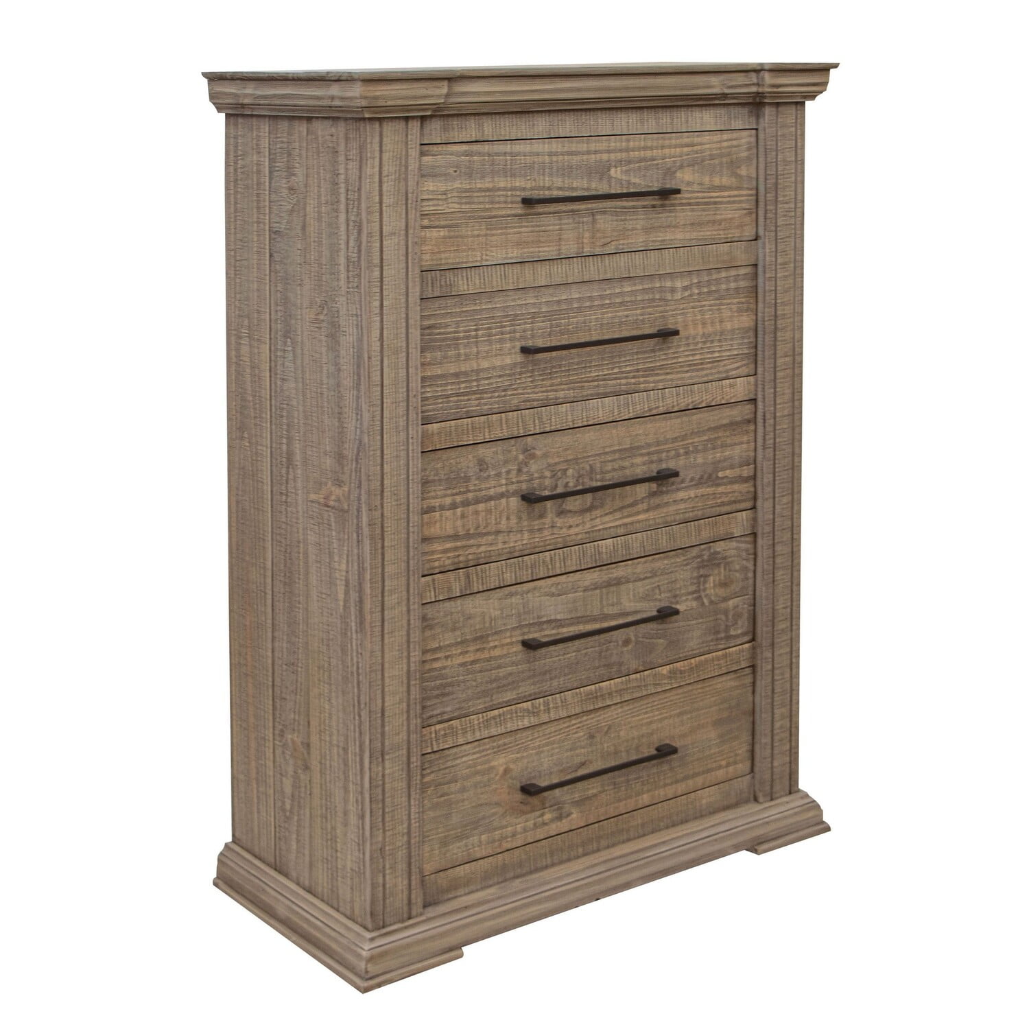 Benjara Tren 54 Inch Tall Dresser Chest, 5 Drawers, Pine Wood, Gray ...