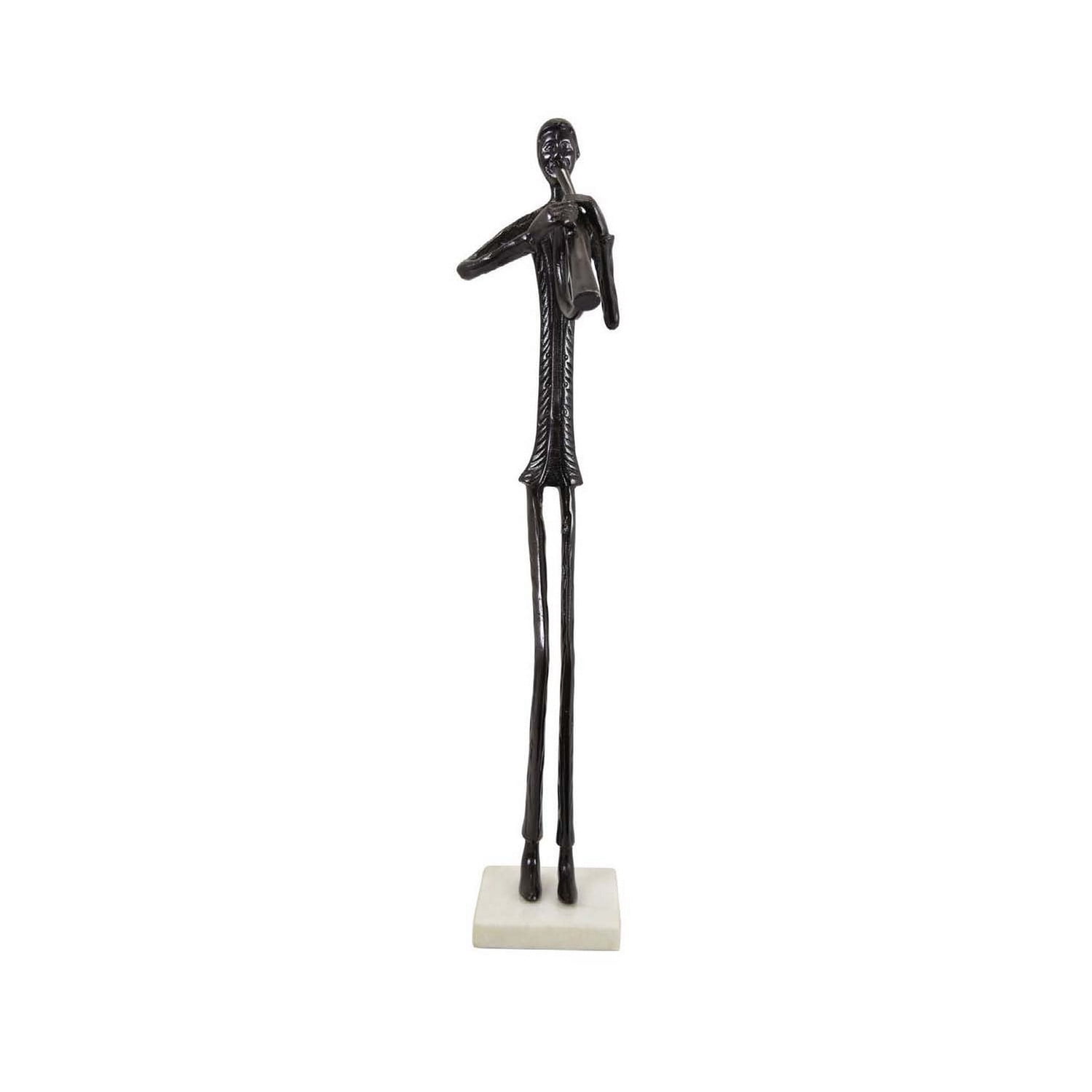 Ulch 29 Inch Decor Figurine, Black Metal, Man Playing Flugelhorn ...