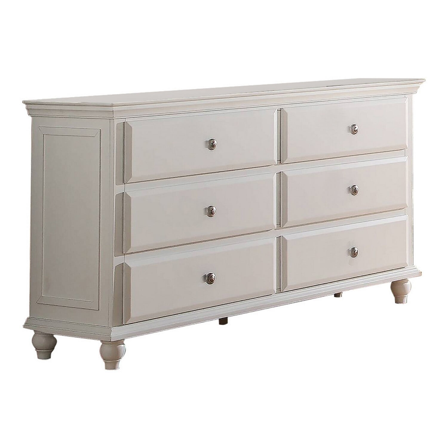Benjara Umi 58 Inch Wide 6 Drawer Dresser, Molded Details, Bun Legs ...