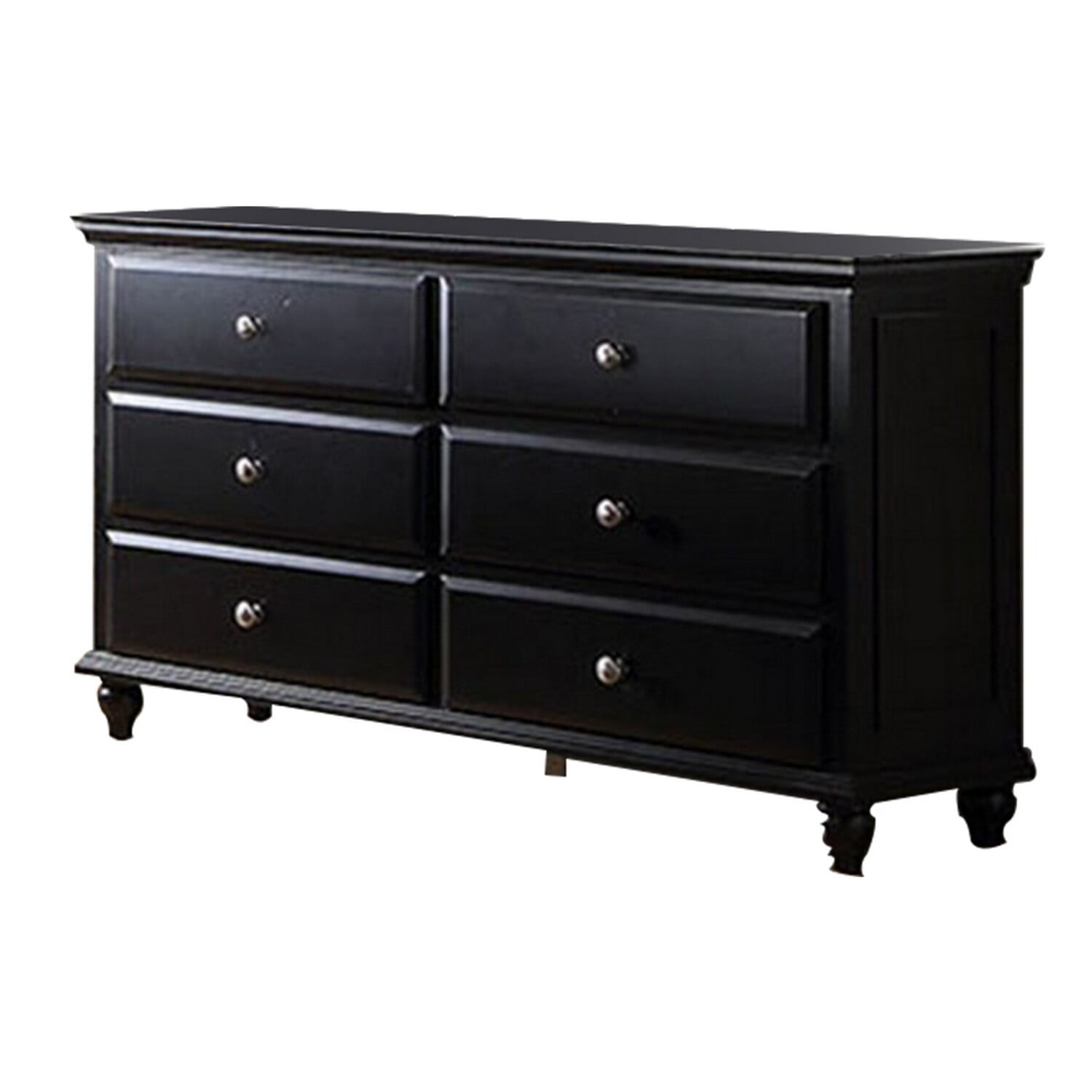 Benjara Umi 58 Inch Wide 6 Drawer Dresser, Molded Details, Bun Legs ...