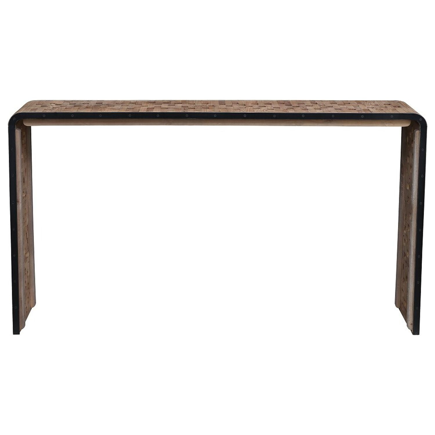 Benjara Upside U Shape Rectangular Top Console Table with Cut Outs ...