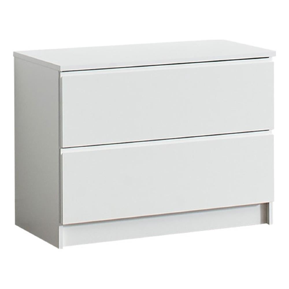 Benjara Vedz Dresser Unit with 2 Drawers- Modern White Melamine Finish ...