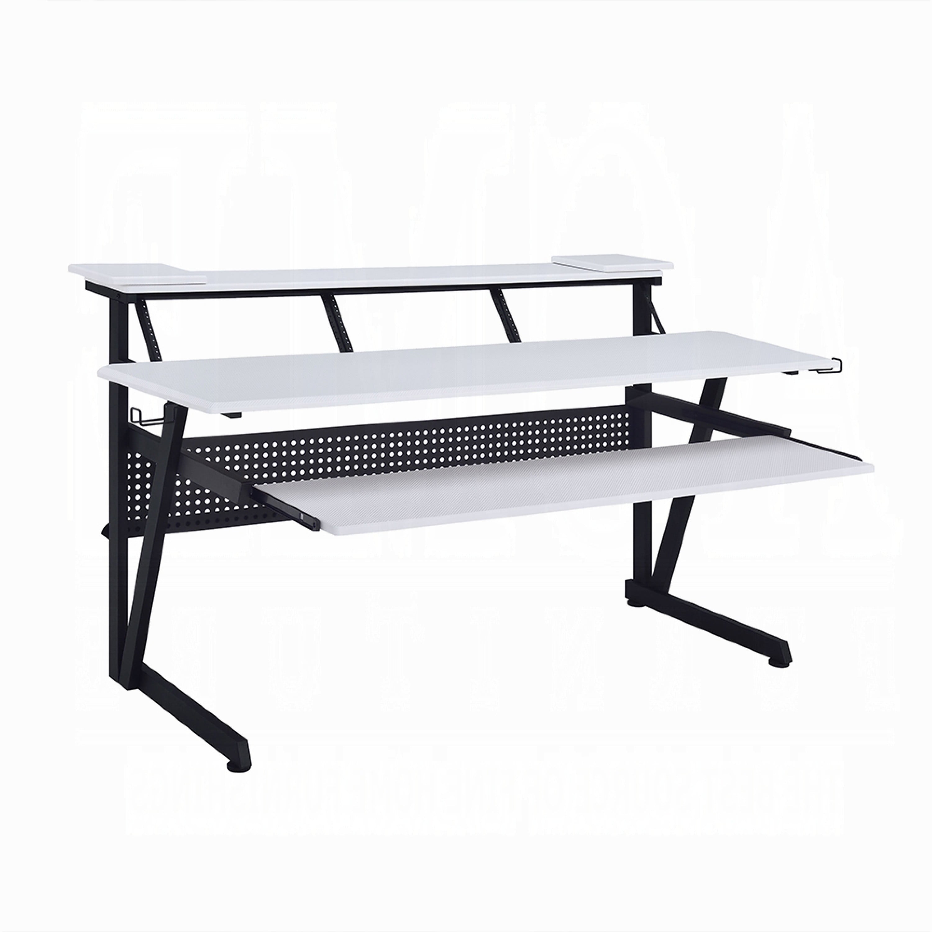 Vion 71 Inch Music Producer Desk for Computer, White, Keyboard Tray ...