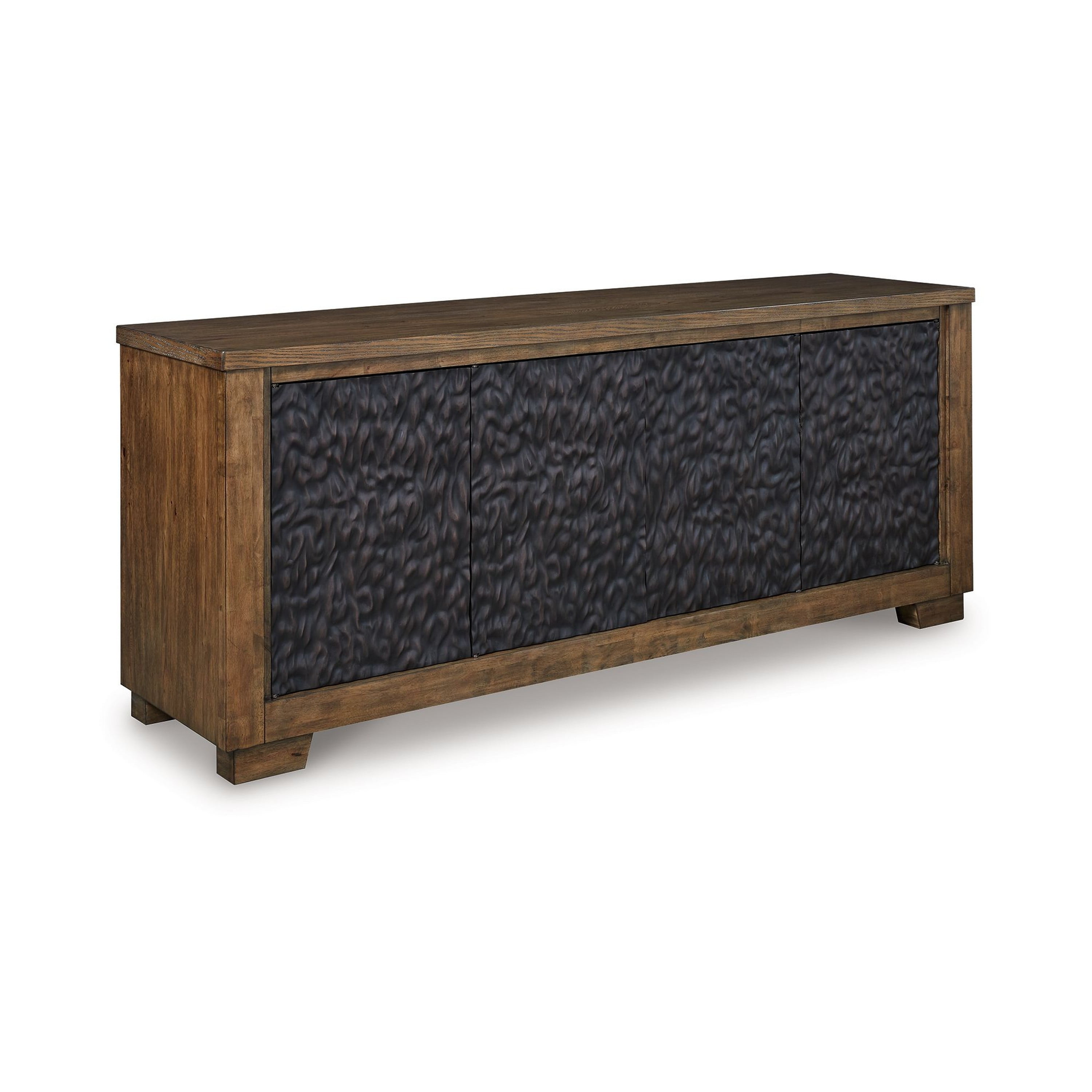 Wain TV Media Console, 3 Cabinets, Brown and Black Wood, 80 Inch ...