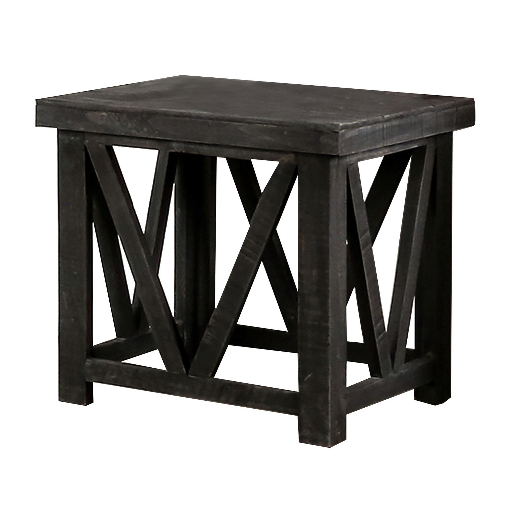 Benjara Weel 27 Inch Modern End Table, Angled Beam Style Legs, Dark ...