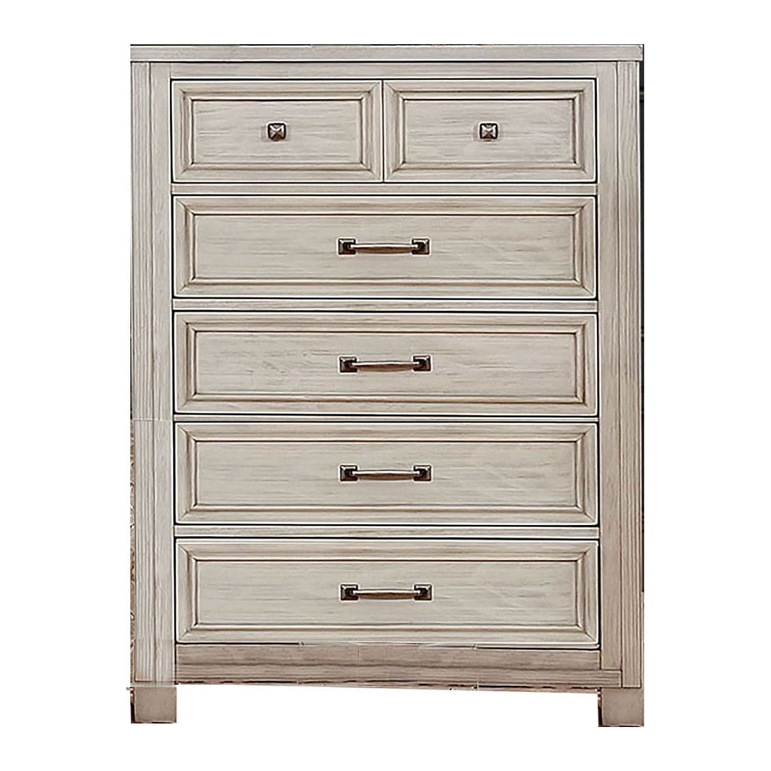 Benjara , White Five Drawer Transitional Style Molded Trim Wooden Chest ...