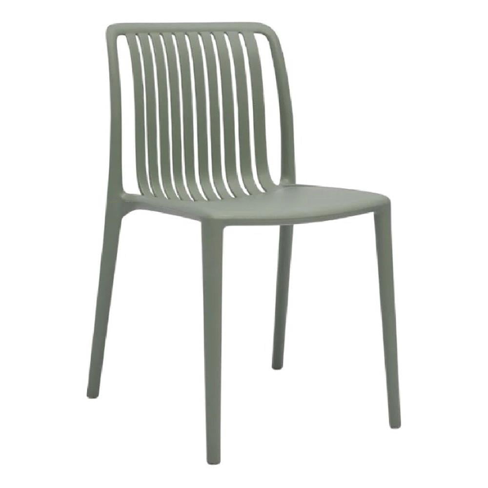 Womu Outdoor Side Chair Set of 4- Moss Green Finish- Slatted Backrest ...