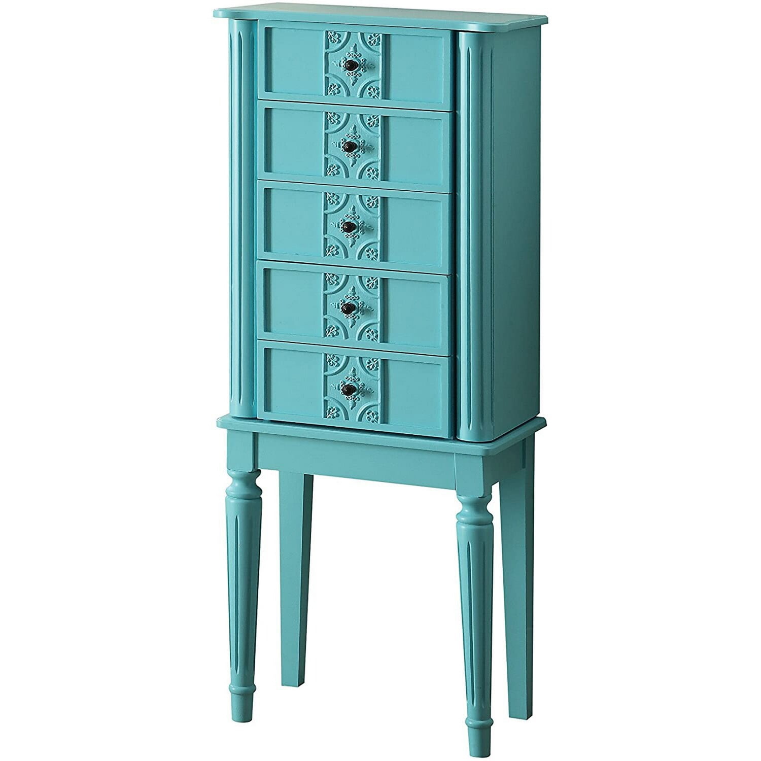 Wood Jewelry Armoire With 5 Drawers in Light Blue - Walmart.com