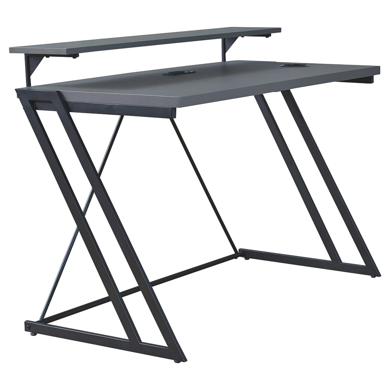 Benjara Wood and Metal Frame Office Desk with Z Shape Legs, Gray and ...