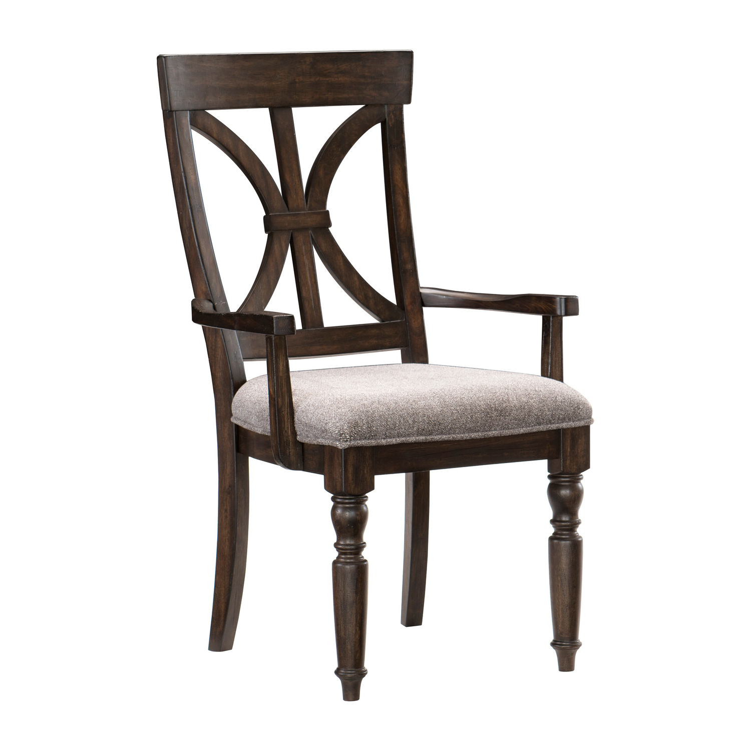 Wooden Arm Chair with Fabric Padded Seat and Turned Feet, Set of 2 ...