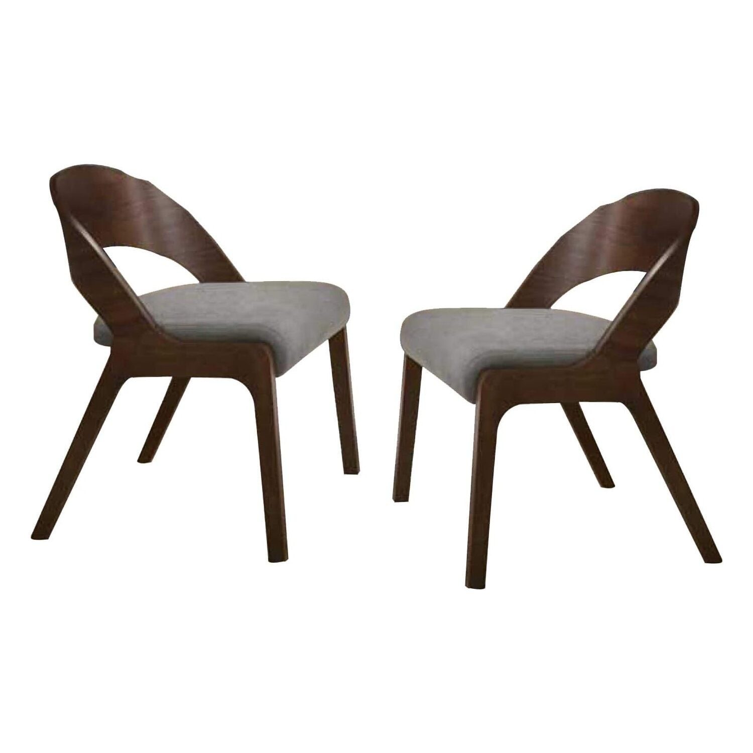Benjara Wooden Dining Chair with Open Curved Back Design, Set of 2 ...