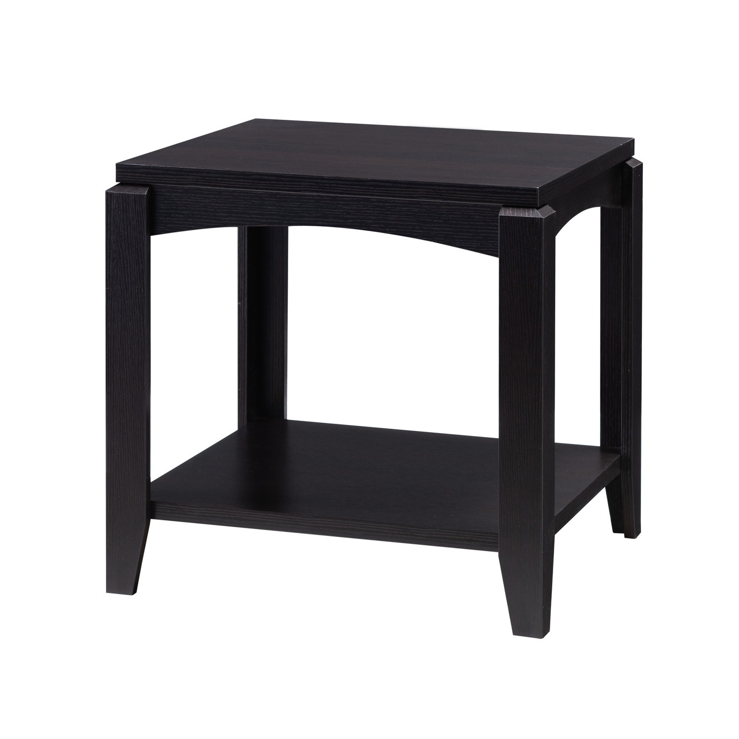 Benjara Wooden End Table with Open Bottom Shelf & Chamfered Legs ...