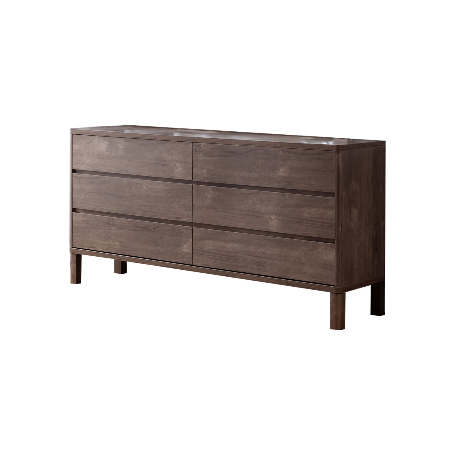 Benjara Wooden Frame Dresser with 6 Drawers and Straight Legs, Hazelnut ...