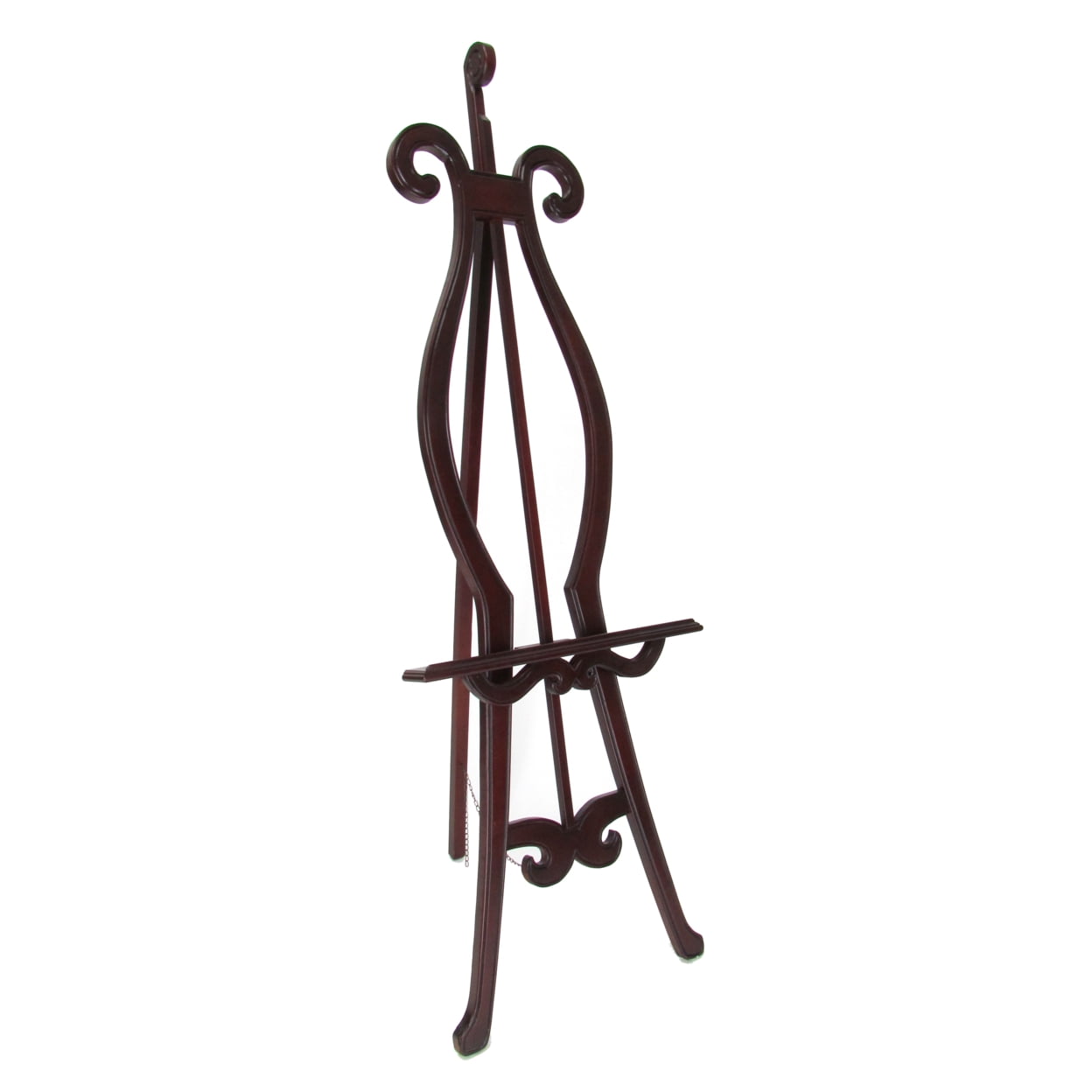 Benjara Wooden Frame Foldable Easel Stand with Scroll Design, Dark ...