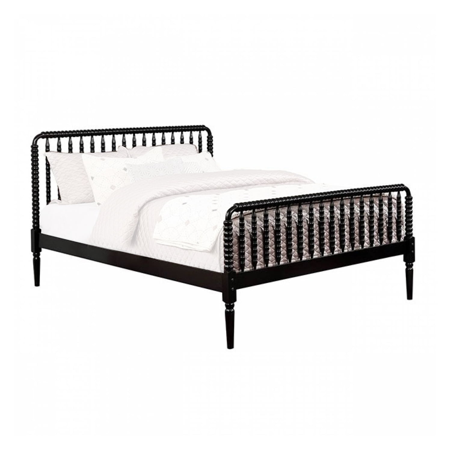 Benjara Wooden Full Size Bed with Spool Design Bed Frame and Turned ...