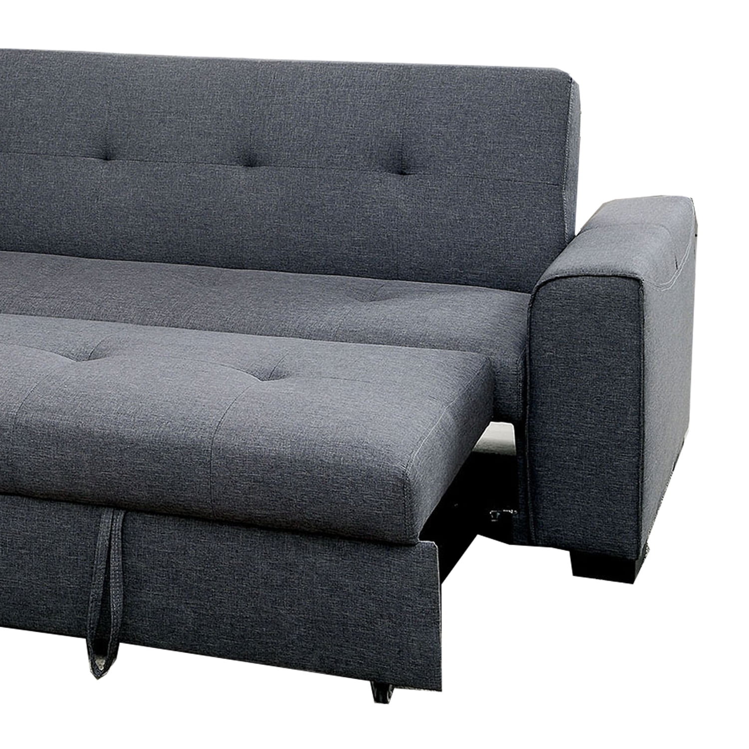 Benjara Wooden Futon Sofa with Under Seat Storage Compartment, Gray ...