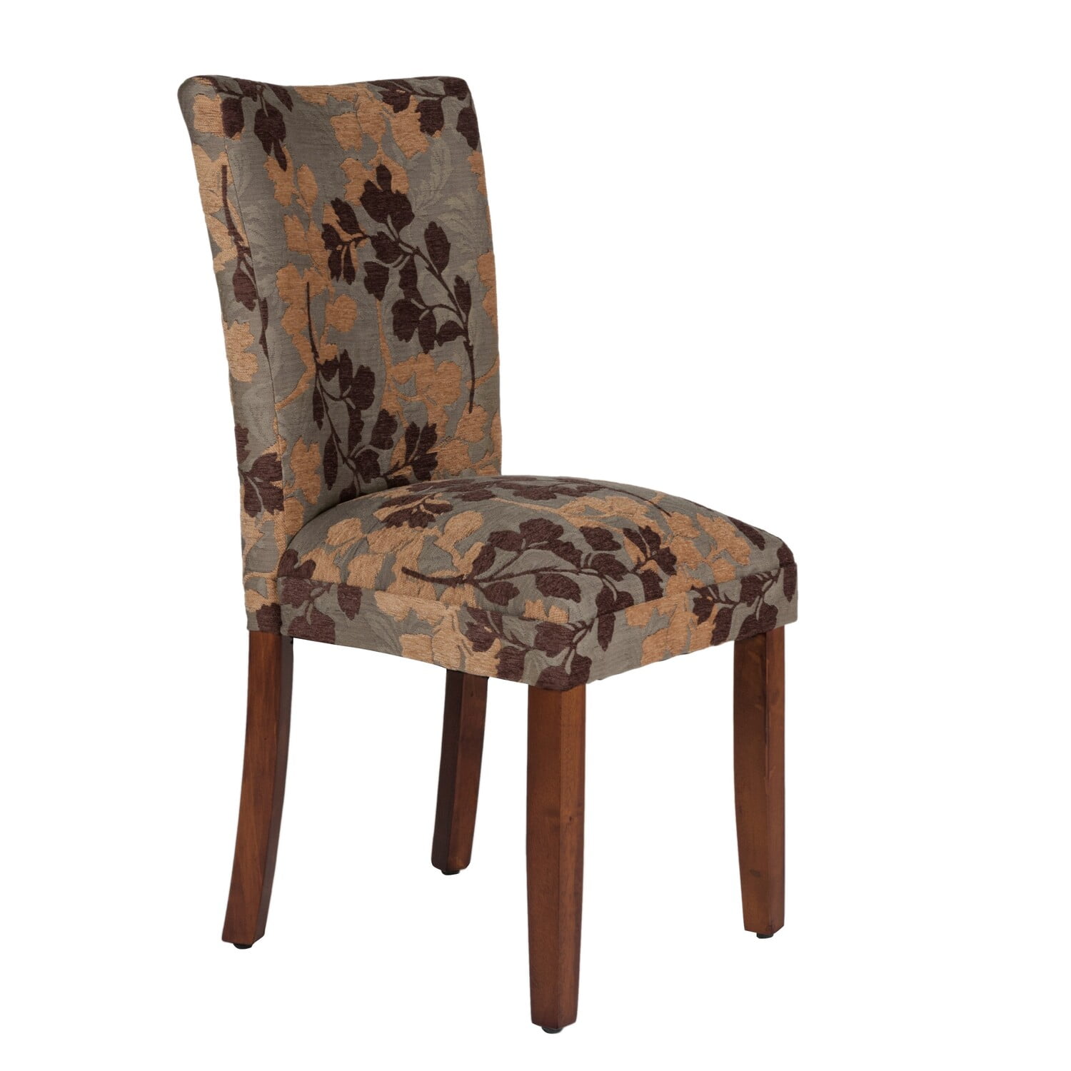 Benjara Wooden Parson Dining Chair with Floral Pattern Fabric ...