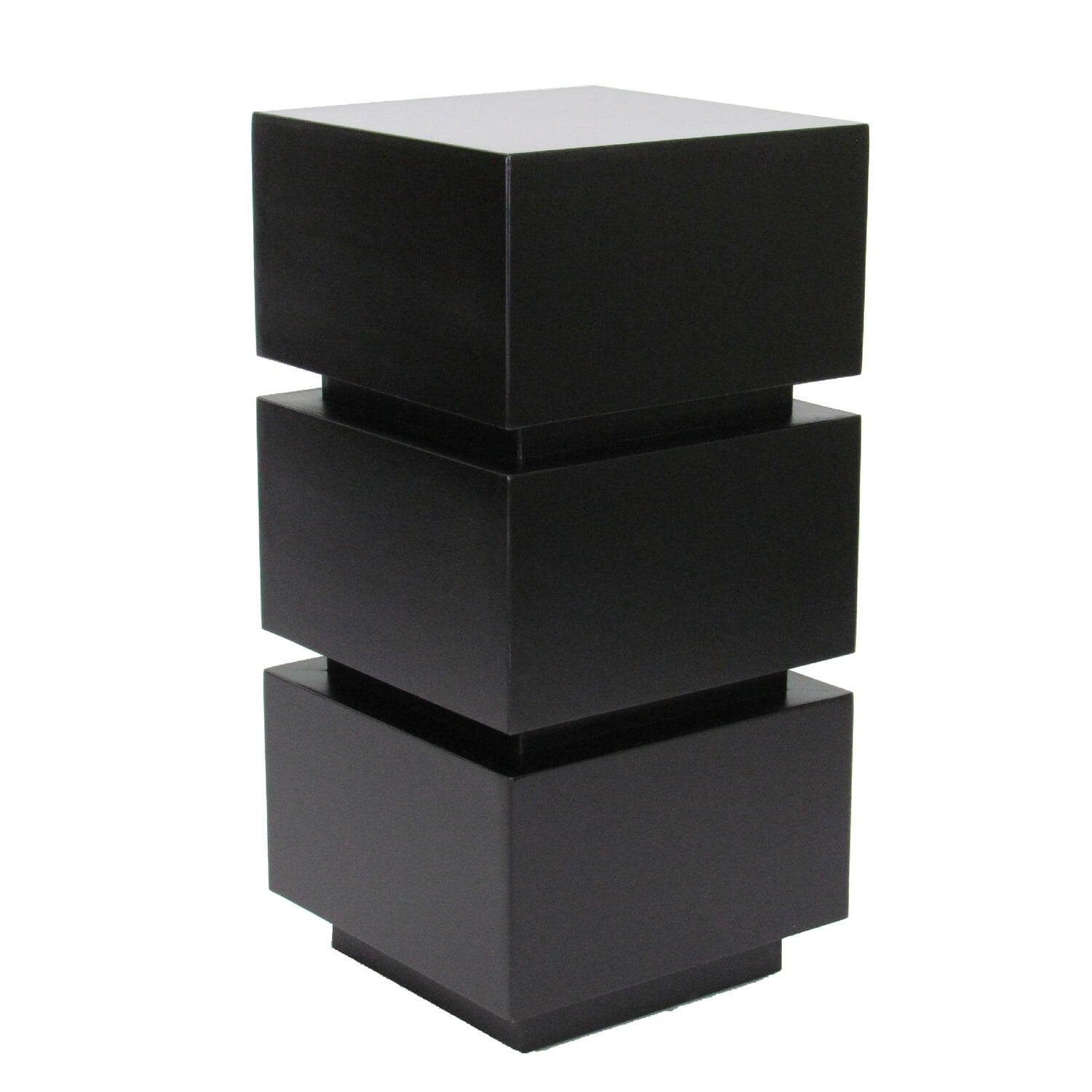 Benjara Wooden Pedestal Stand in Stacked Cube Design, Antique Black ...