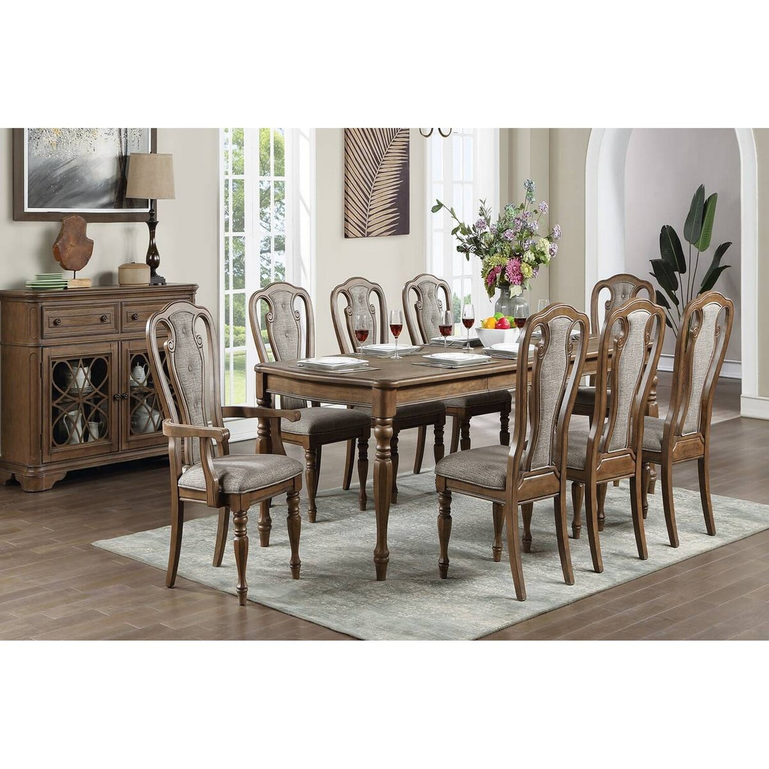 Benjara Wooden Rectangular Dining Table with Turned Legs, Brown ...